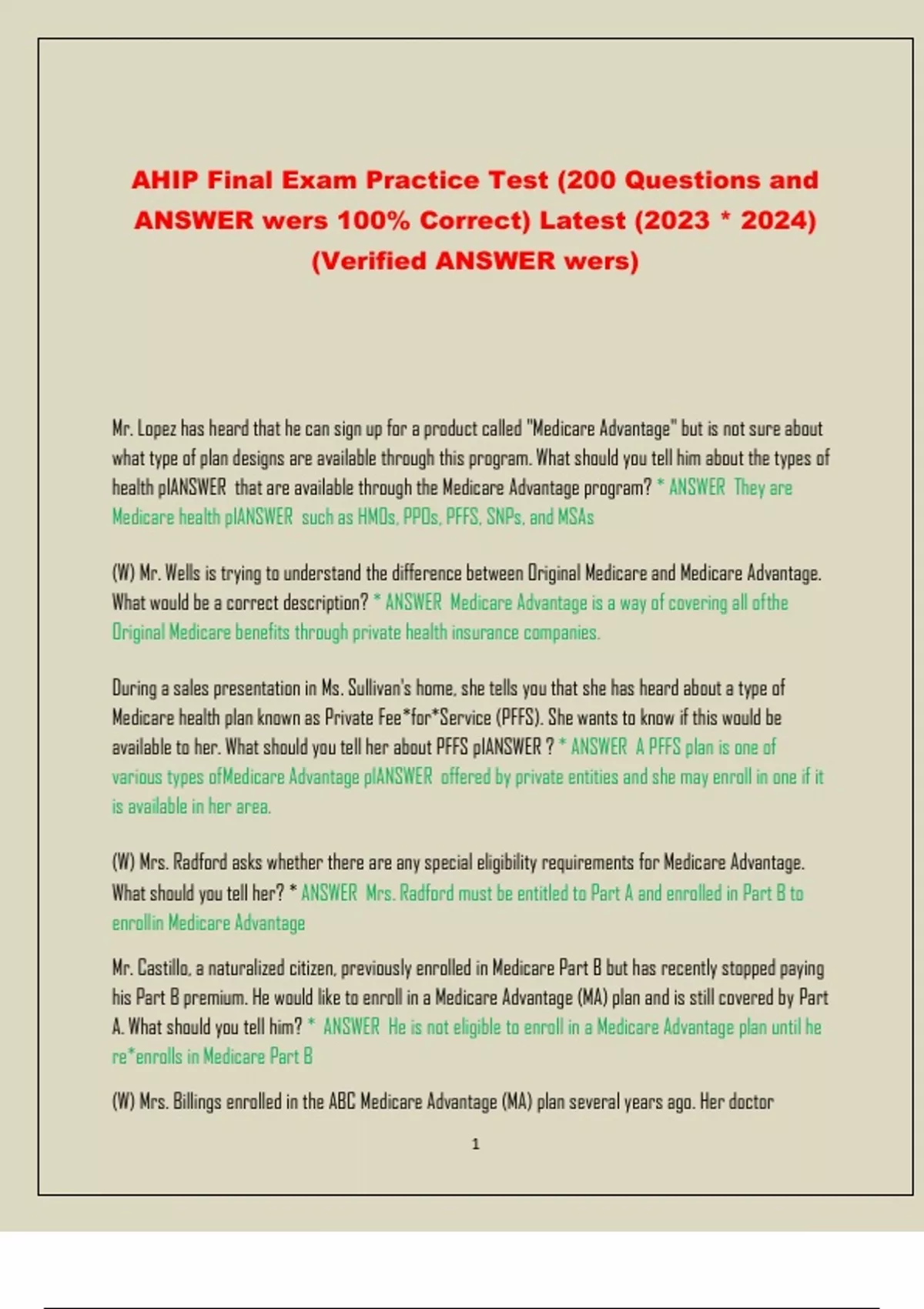 AHIP Final Exam Practice Test (200 Questions and Answers 100% Correct ...