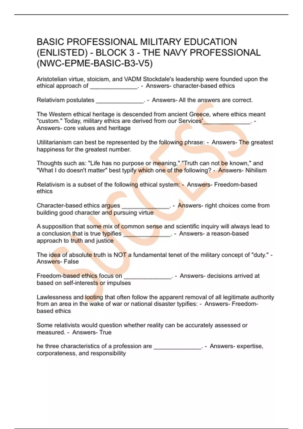 BASIC PROFESSIONAL MILITARY EDUCATION (ENLISTED) - BLOCK 3 - THE NAVY ...