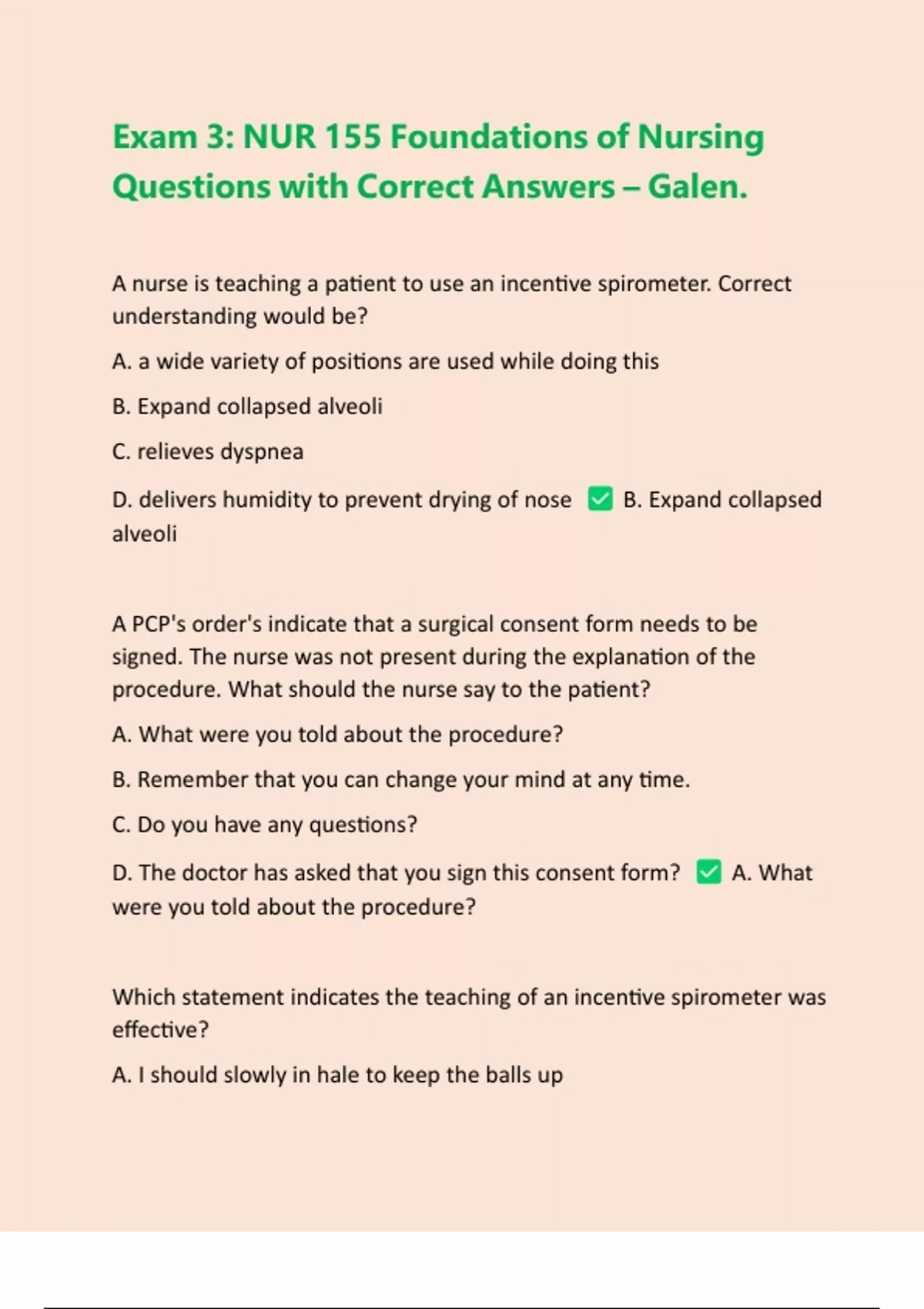 Exam 3: NUR 155 Foundations of Nursing Questions with Correct Answers ...