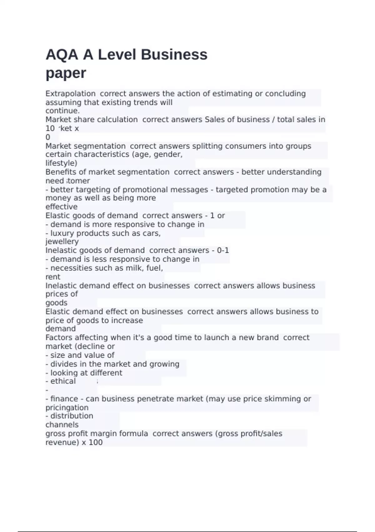 AQA A Level exam with correct answers 2024 - AQA A Level Business paper - Stuvia US