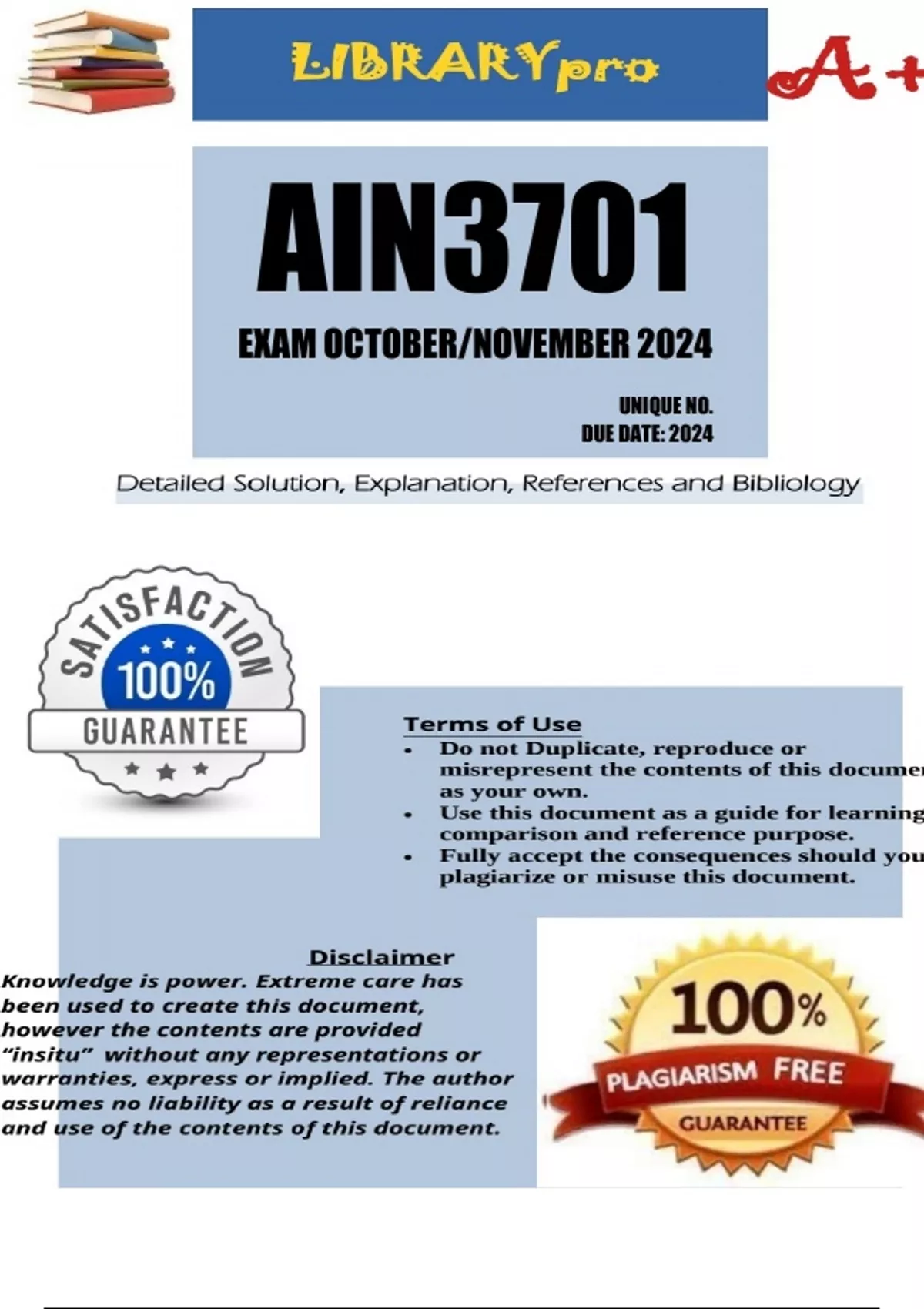 AIN3701 October November Exam 2024 - Automation and data analysis ...