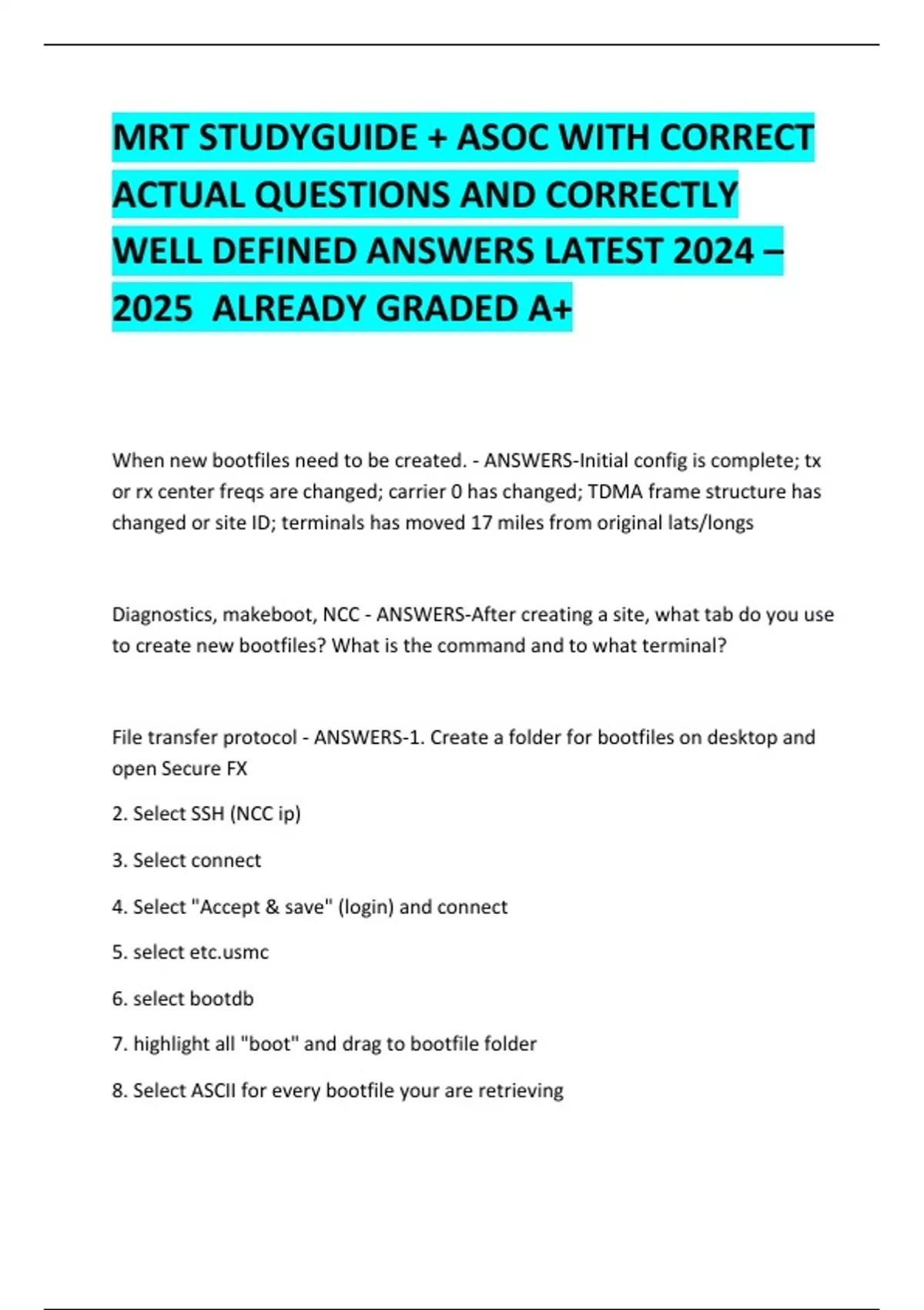 MRT STUDYGUIDE + ASOC WITH CORRECT ACTUAL QUESTIONS AND CORRECTLY WELL ...