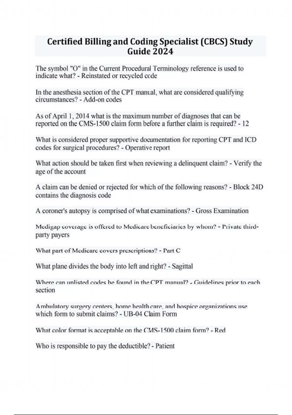 Certified Billing and Coding Specialist (CBCS) Study Guide 2024 - NHA ...