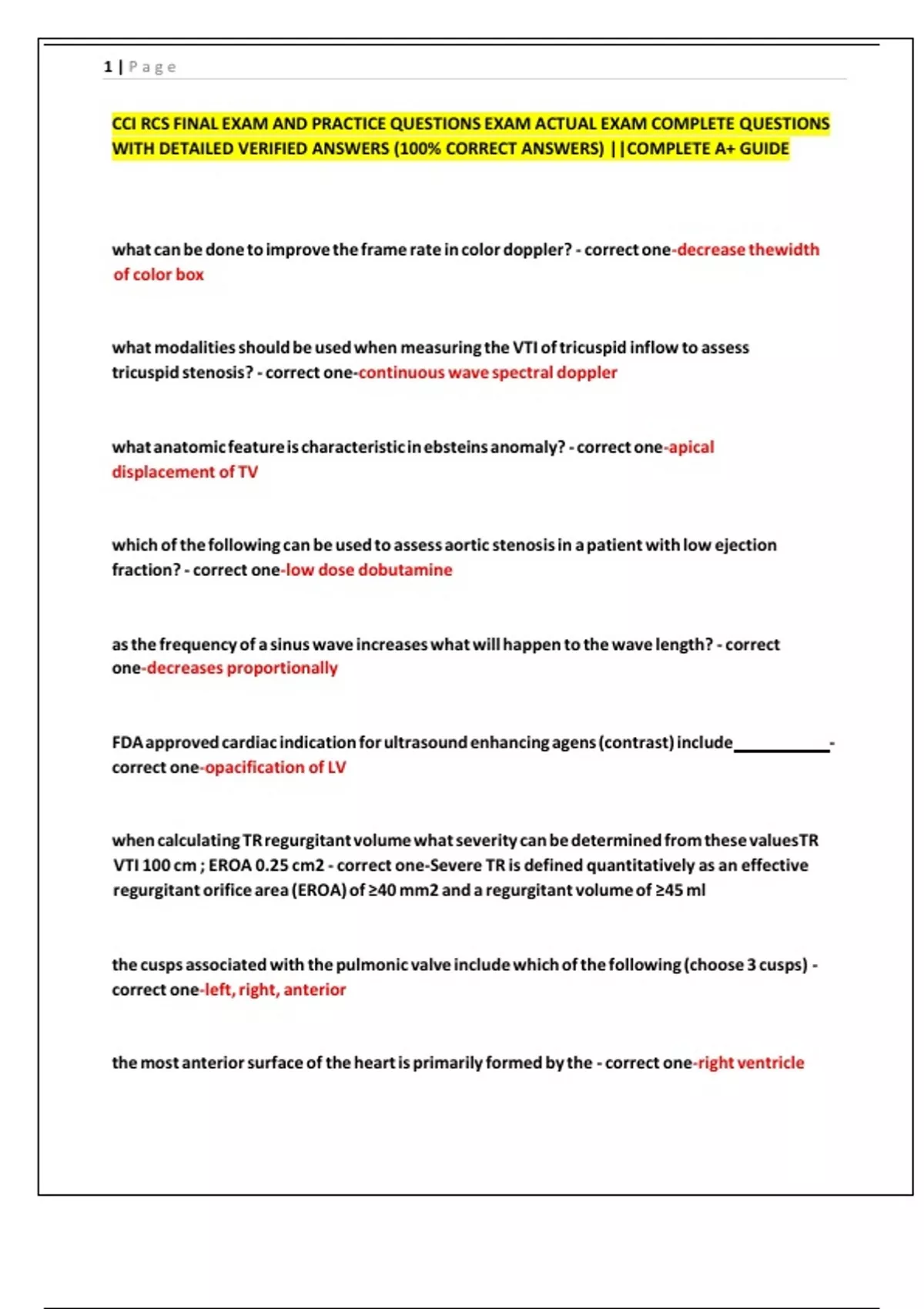 CCI RCS FINAL EXAM AND PRACTICE QUESTIONS EXAM ACTUAL EXAM COMPLETE ...