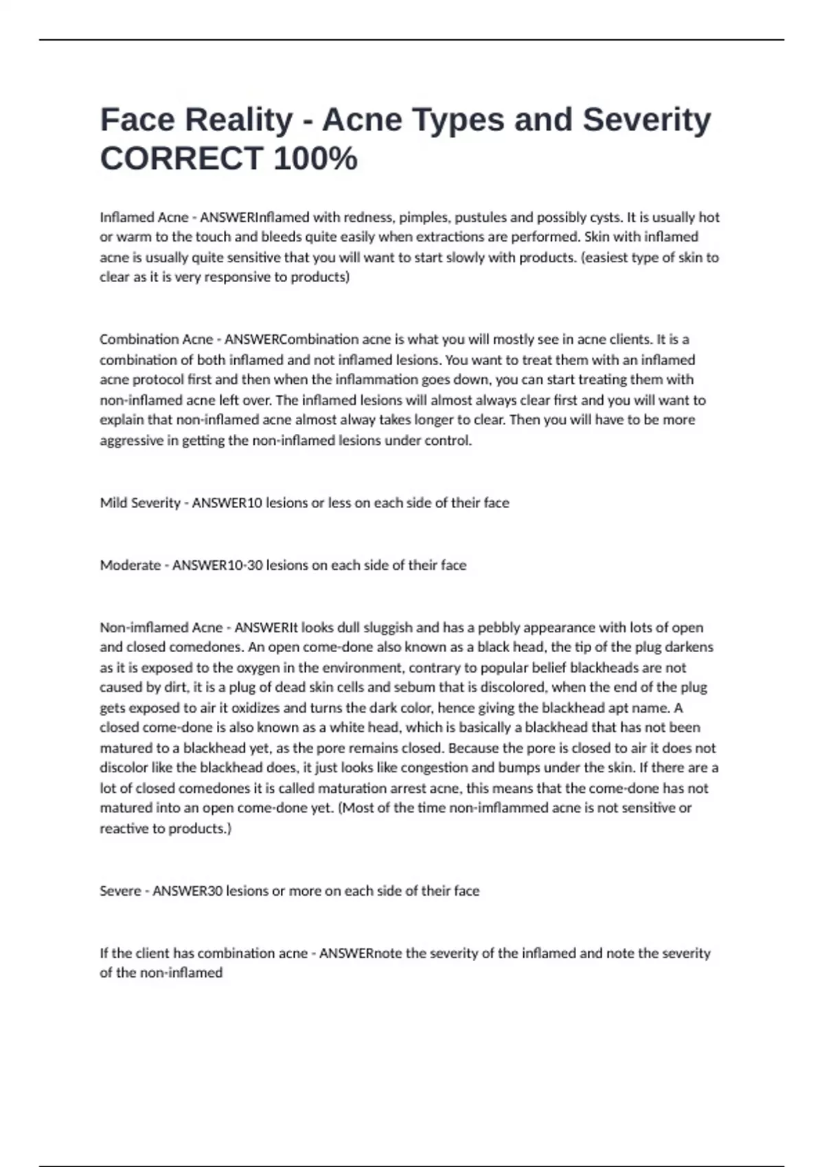 Face Reality - Acne Types and Severity CORRECT 100% - Face Reality ...