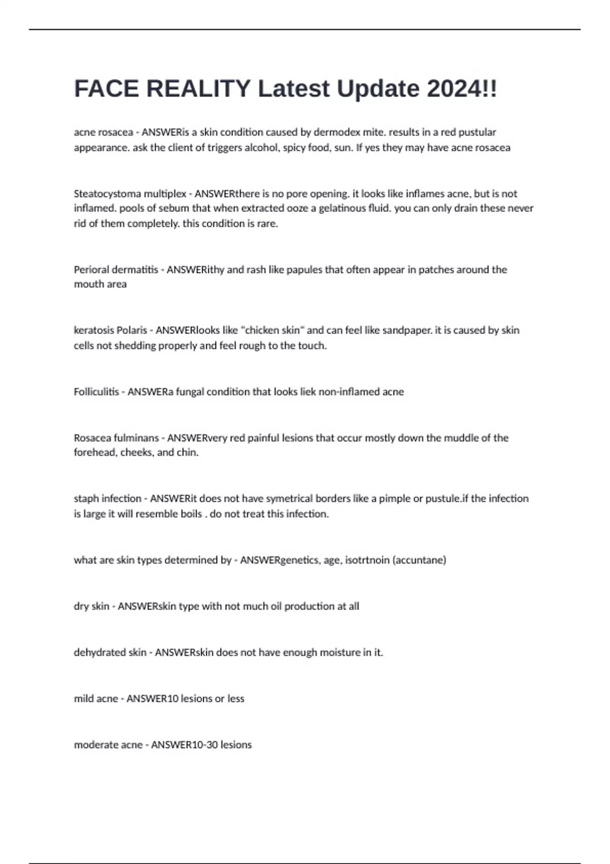 FACE REALITY Latest Update 2024!! - FACE REALITY - Stuvia US