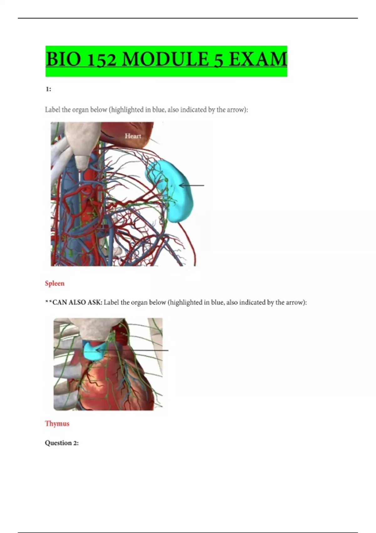 BIO 152 MODULE 5 EXAM (Requires Respondus Lockdown + Webcam) PORTAGE ...