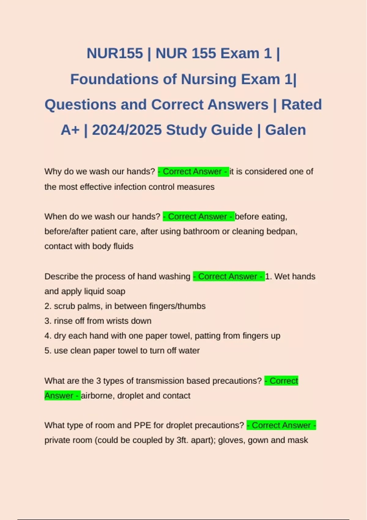 BUNDLE FOR NUR155 / NUR 155 EXAM 4 FOUNDATIONS OF NURSING EXAM 1| EXAM ...