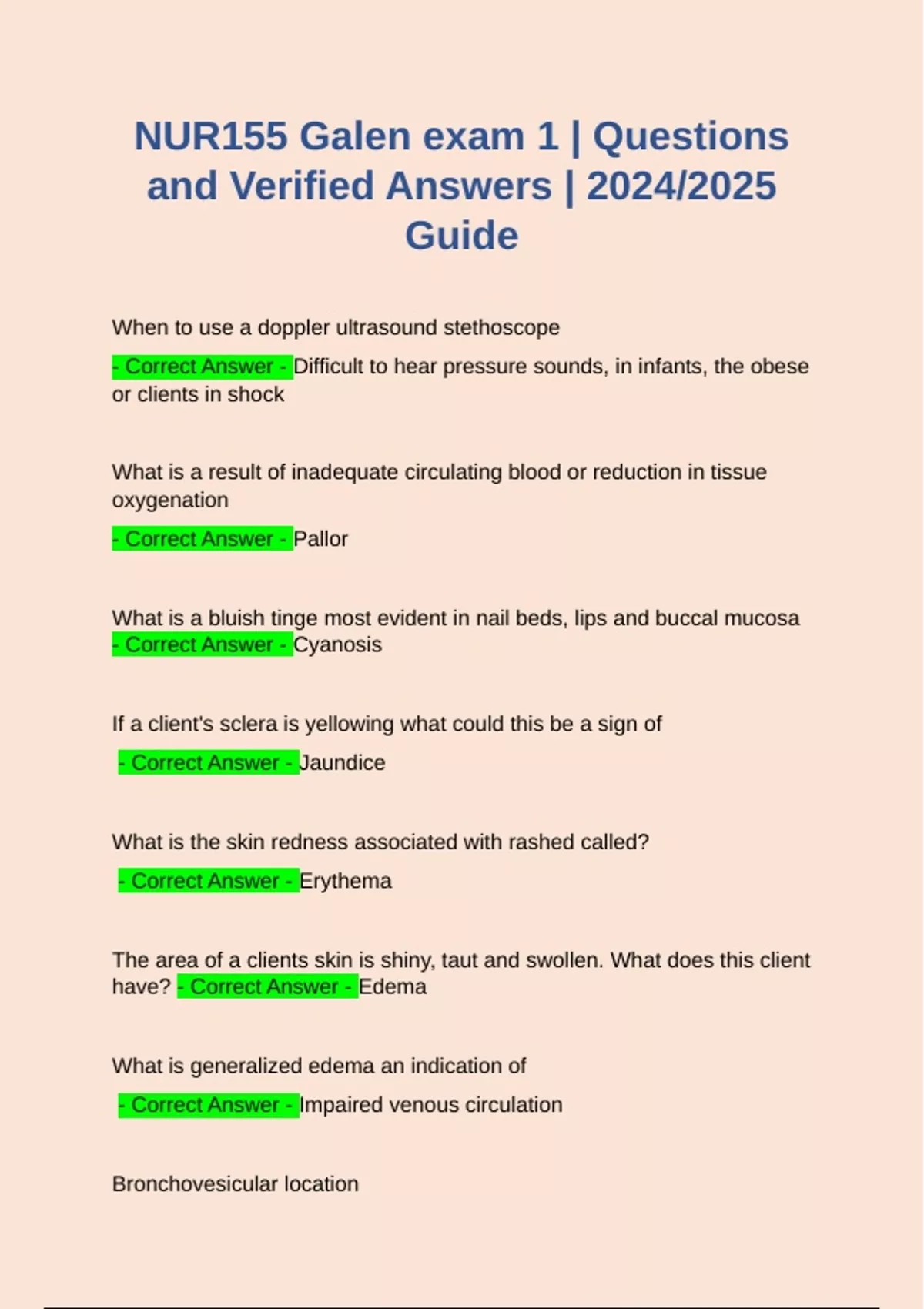 NUR 155 Exam 1 | Foundations of Nursing Exam | Questions and Verified ...
