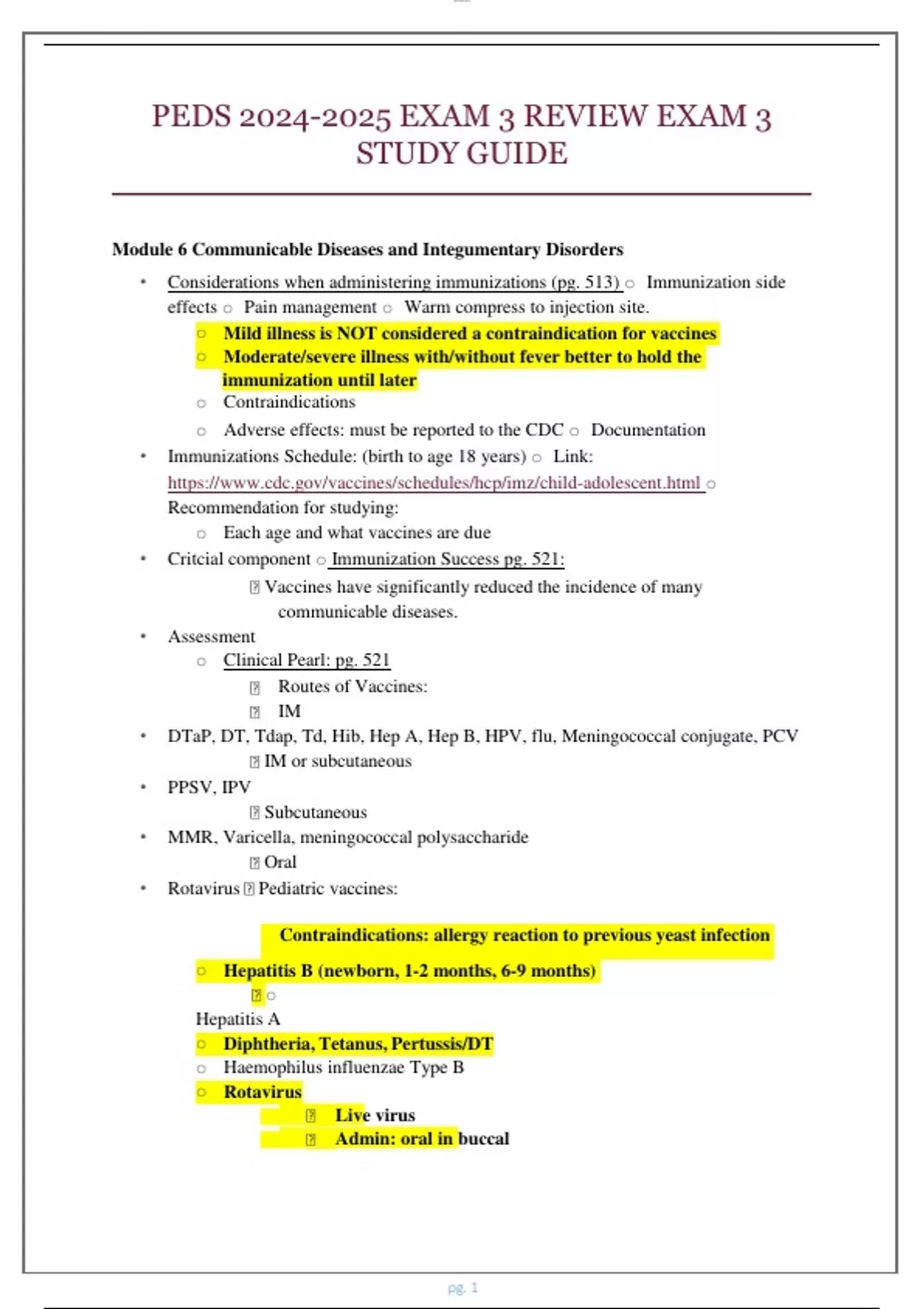 PEDS EXAM 3 REVIEW EXAM 3 STUDY GUIDE - Peds - Stuvia US