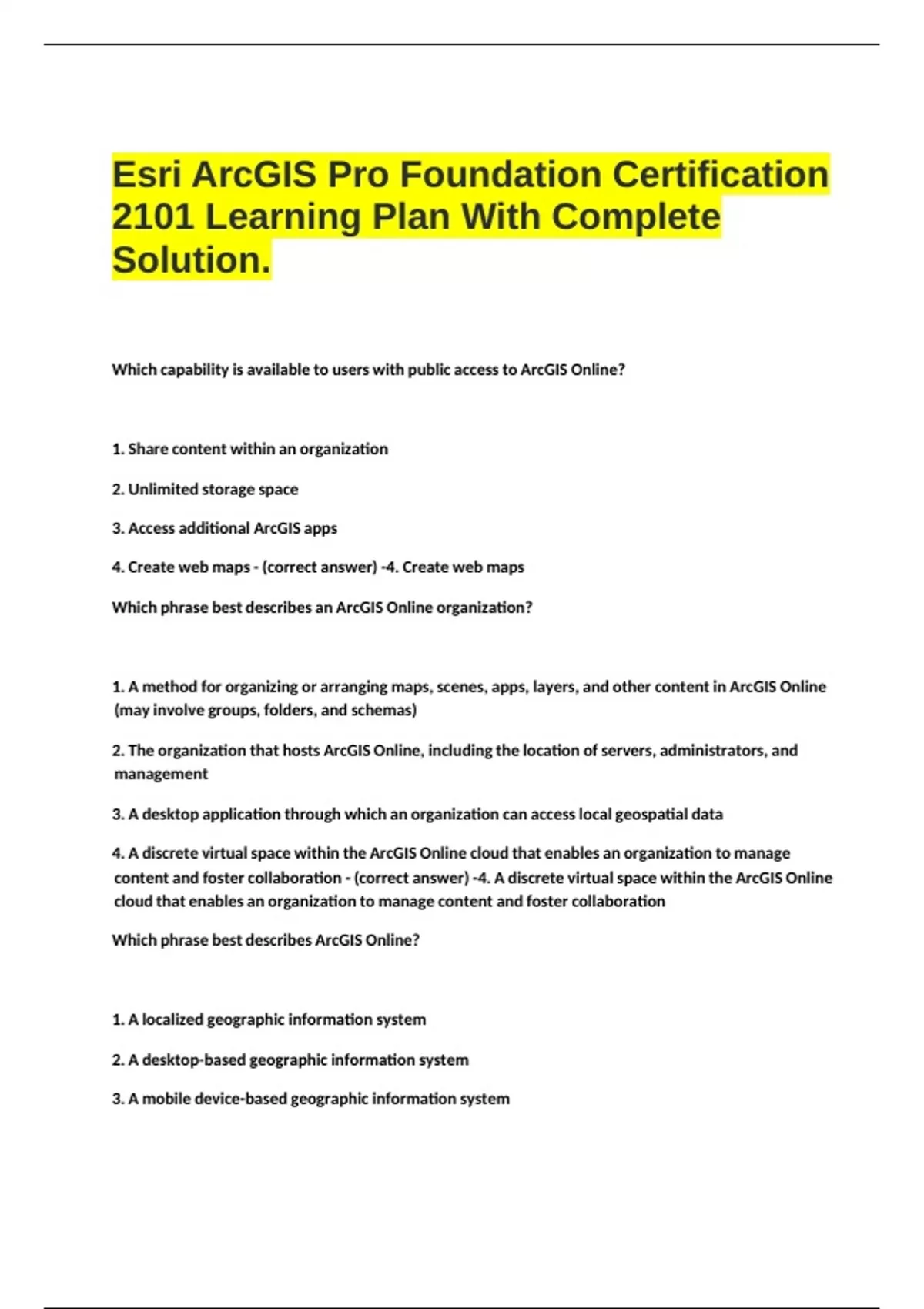 Esri ArcGIS Pro Foundation Certification 2101 Learning Plan With ...