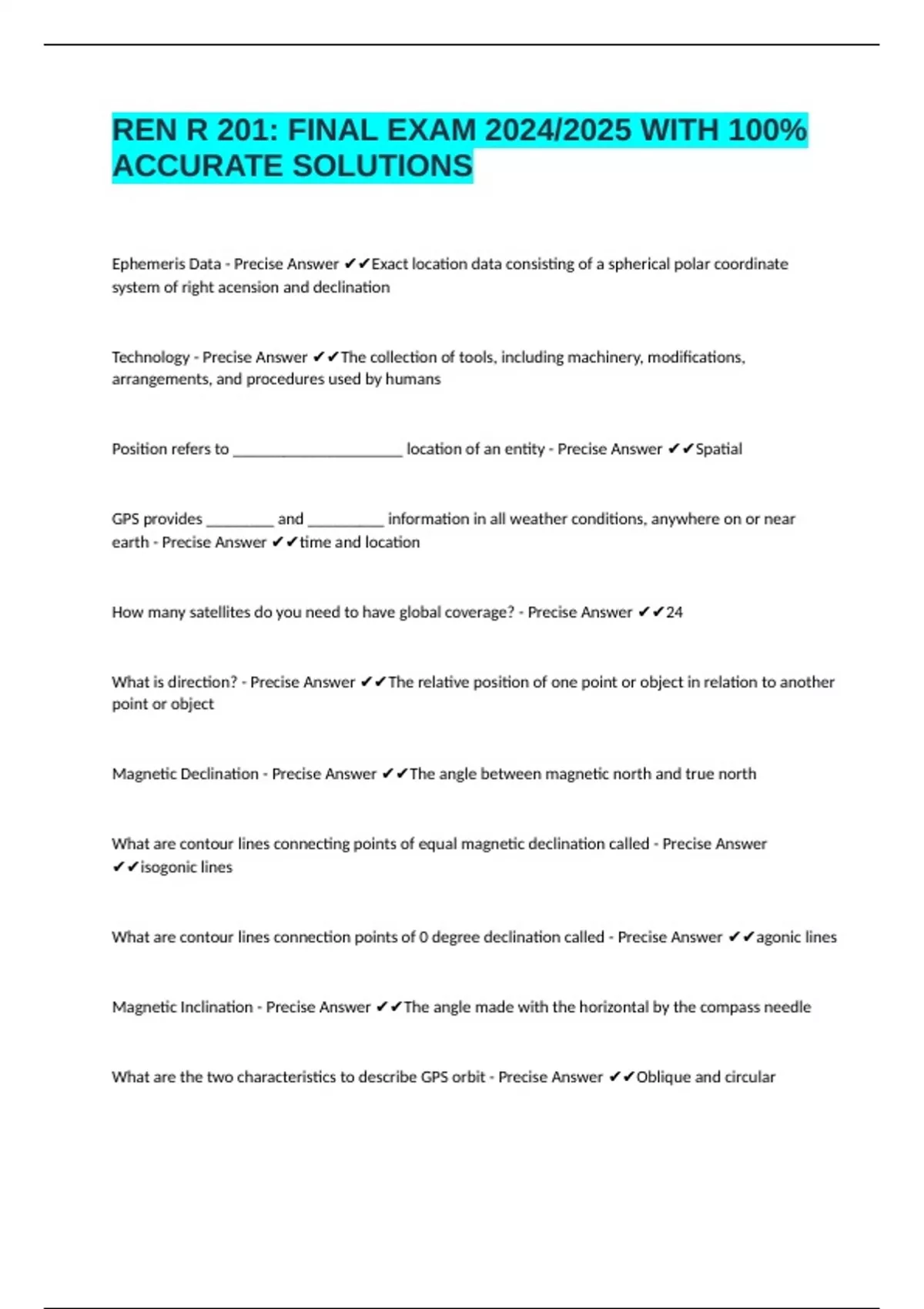 REN R 201: FINAL EXAM 2024/2025 WITH 100% ACCURATE SOLUTIONS - REN R ...
