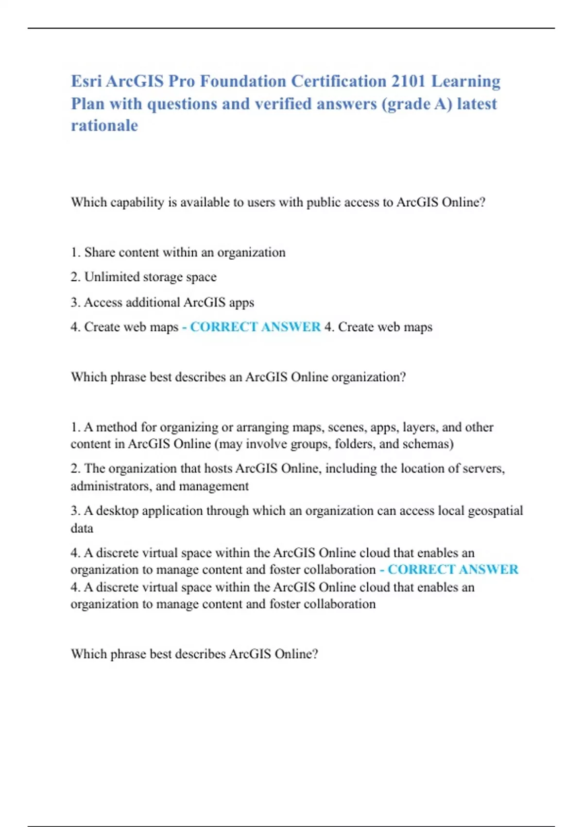 Esri ArcGIS Pro Foundation Certification 2101 Learning Plan with ...