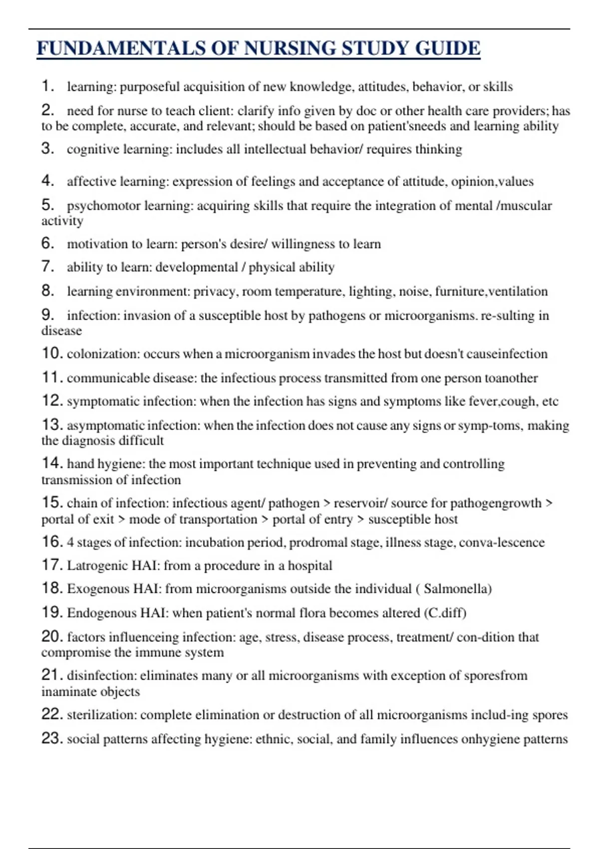 FUNDAMENTALS OF NURSING STUDY GUIDE ( LATEST 2024 / 2025 ) ACTUAL ...