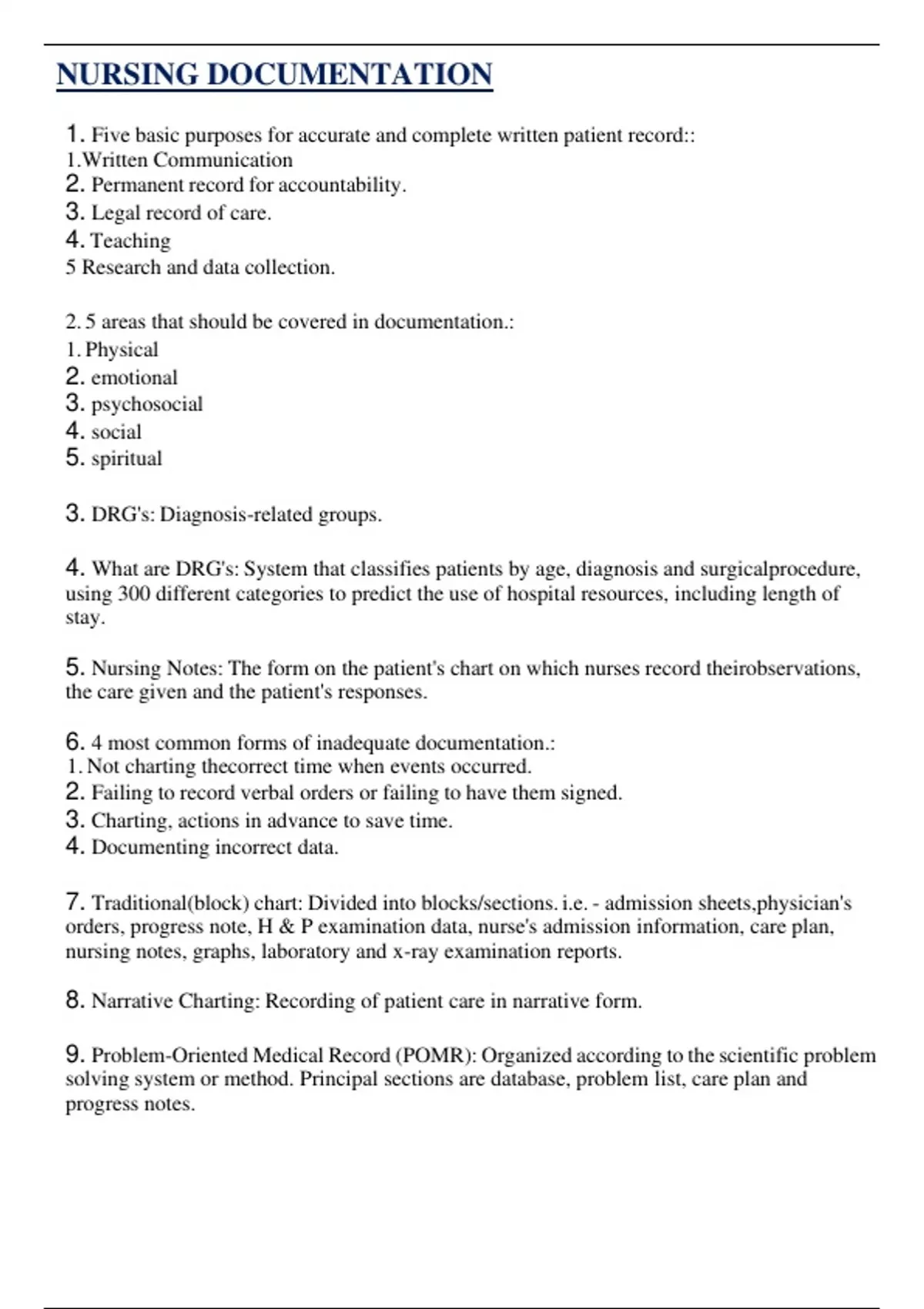 NURSING DOCUMENTATION ( LATEST 2024 / 2025 ) ACTUAL QUESTIONS AND ...