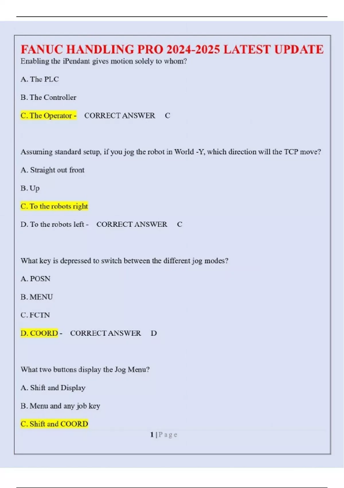 FANUC HANDLING PRO LATEST UPDATE - FANUC HANDLING PRO - Stuvia US