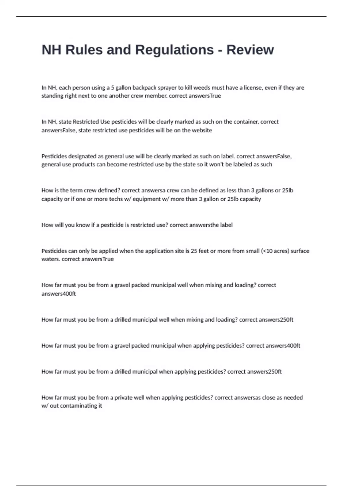 NH Rules and Regulations - Review exam 2024/2025 with 100% correct ...