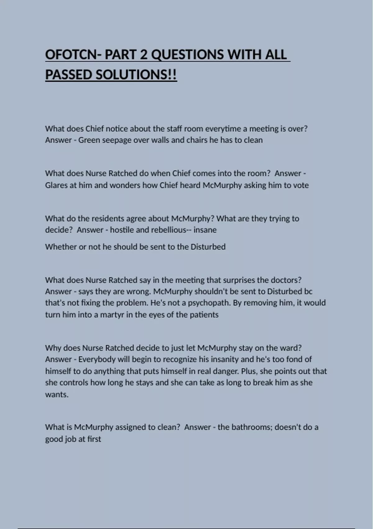 OFOTCN- PART 2 QUESTIONS WITH ALL PASSED SOLUTIONS!! - OFOTCN - Stuvia US