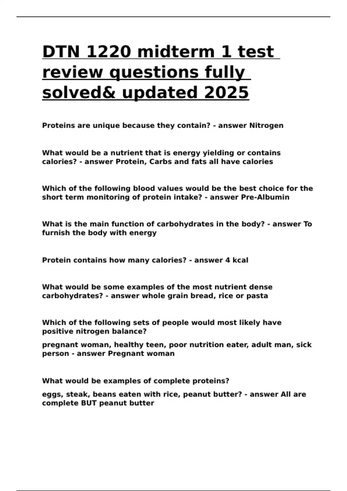 DTN 1220 midterm 1 test review questions fully solved& updated 2025 ...