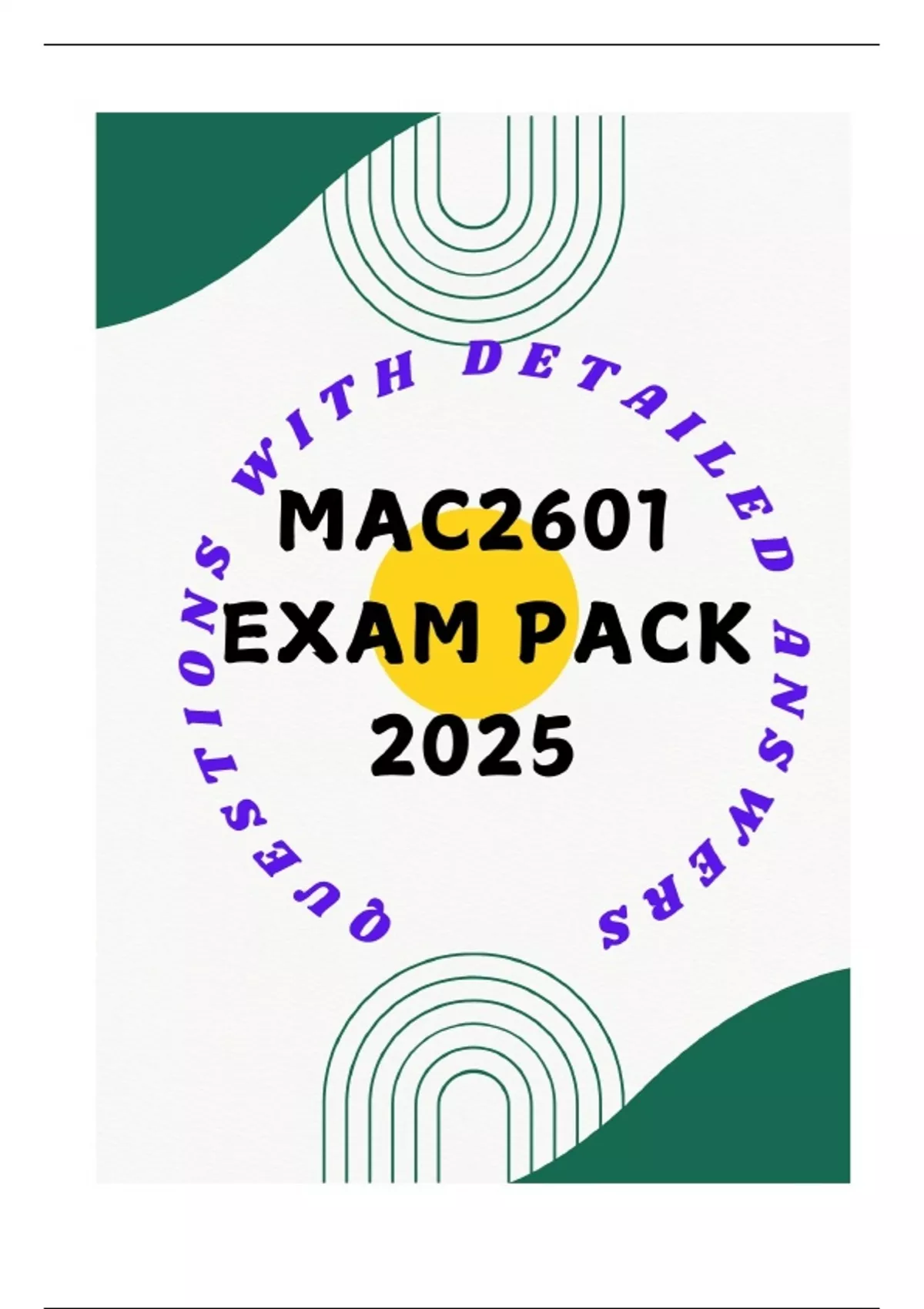 MAC2601 EXAM PACK 2025 (QUESTIONS WITH ANSWERS) - Principles of ...