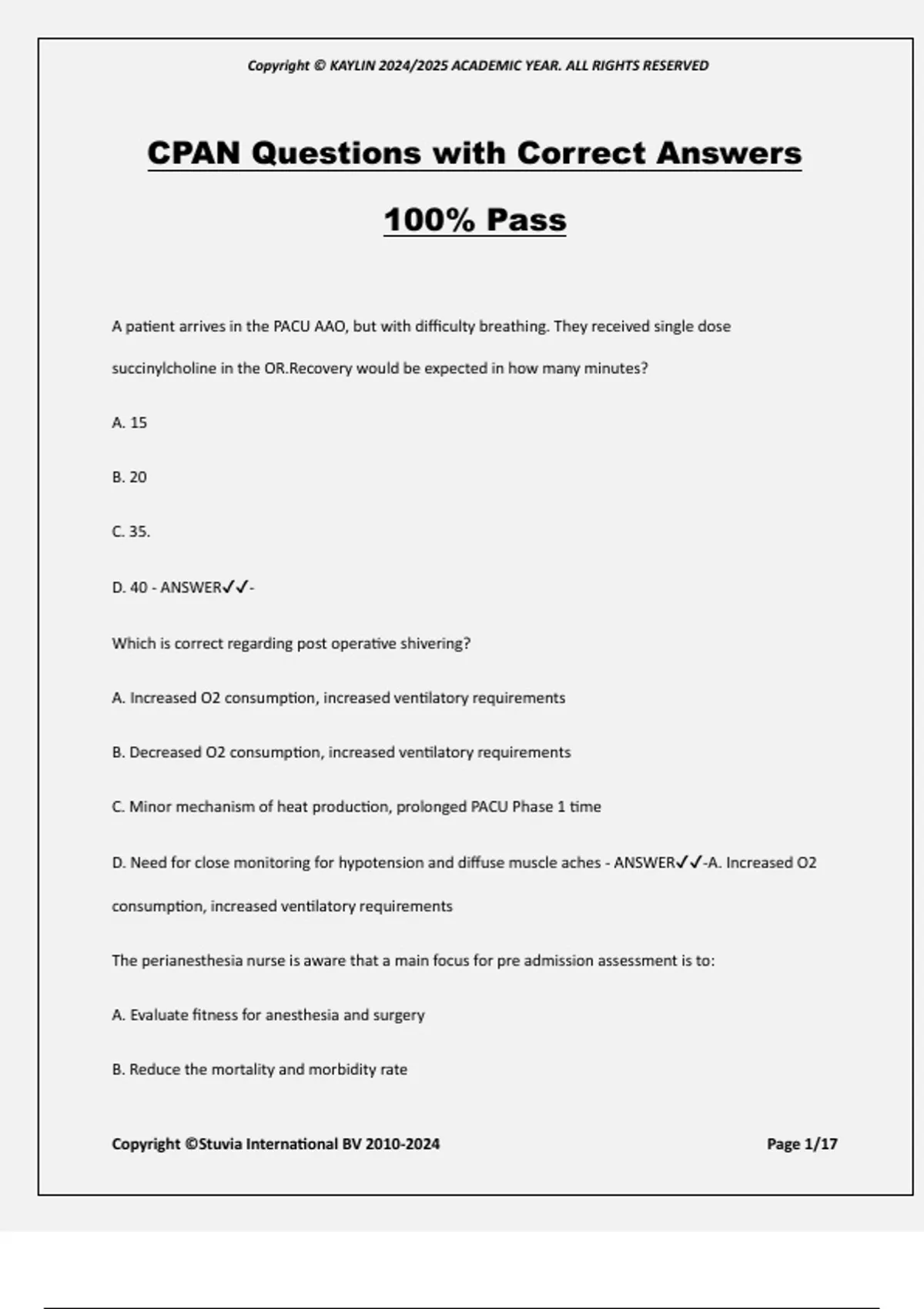 Cpan Questions With Correct Answers 100 Pass Prep Tests Stuvia Us