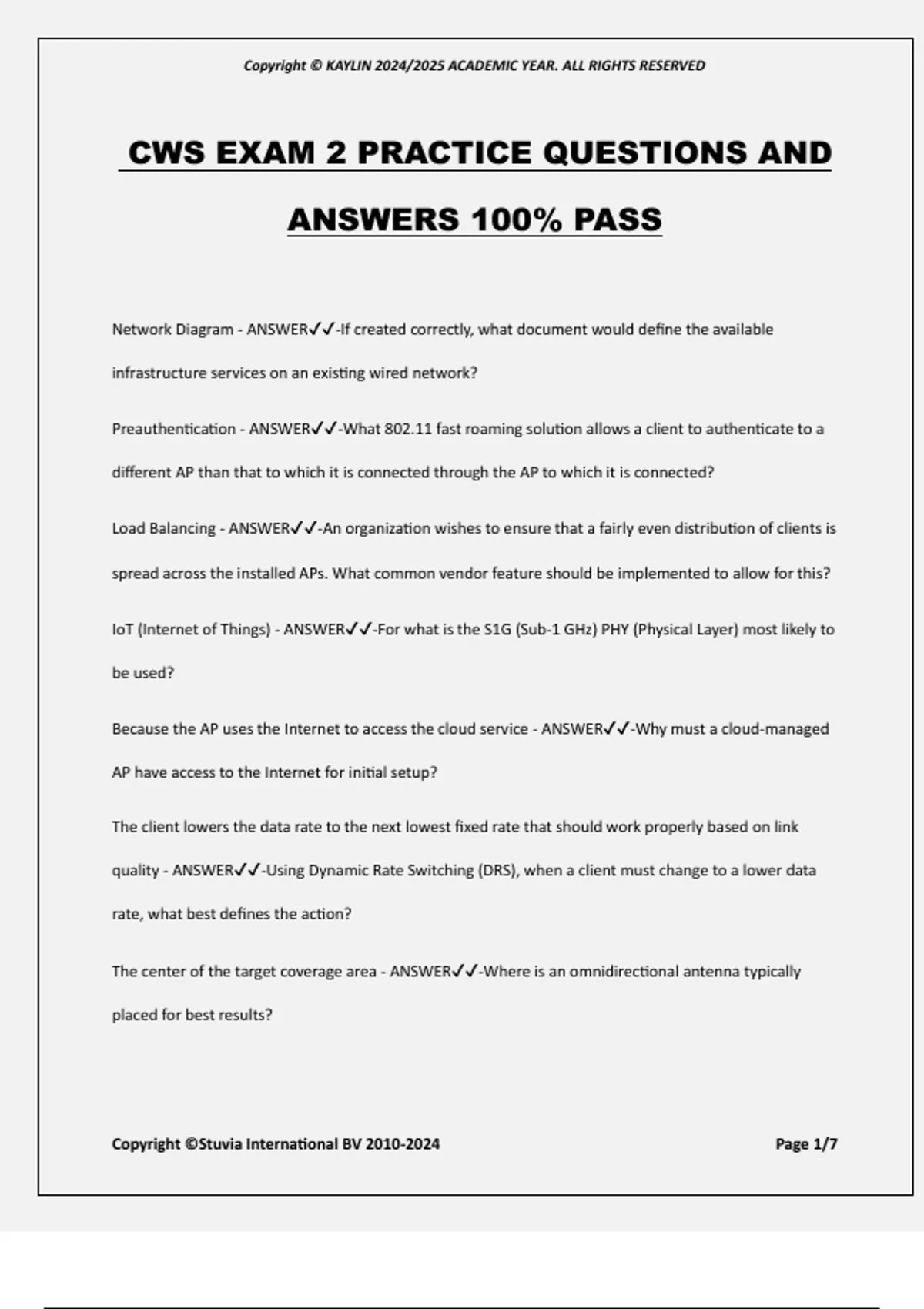 CWS EXAM 2 PRACTICE QUESTIONS AND ANSWERS 100% PASS - Prep Tests ...