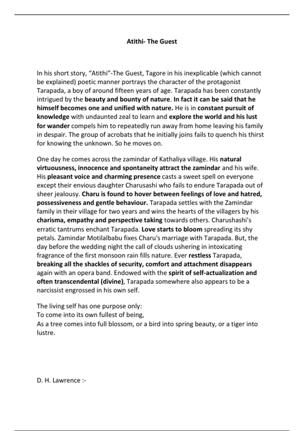 class notes and summary English literature, grade 12 rhapsody and prism ...