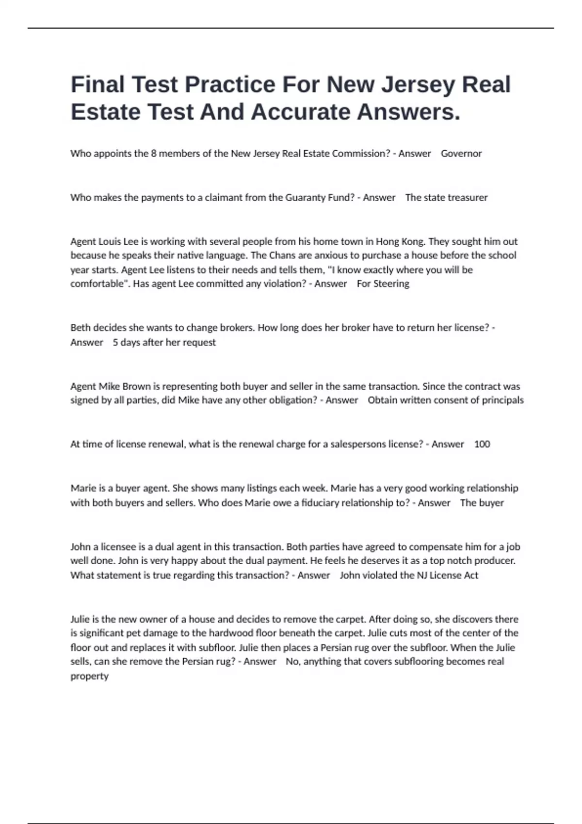 NJ Title Producer Exams(Part 1) Package Deal Bundle Updated!! - Stuvia US