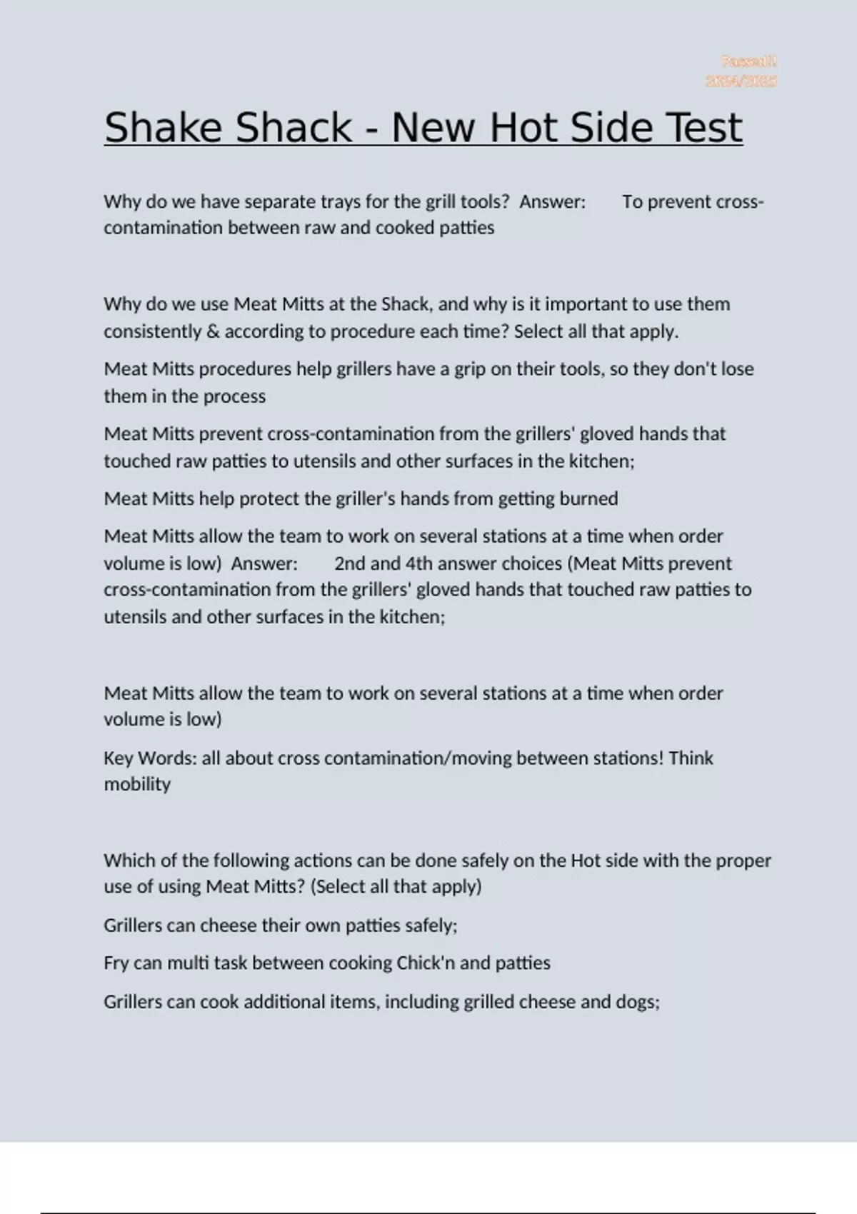 Shake Shack - New Hot Side Test 2025 Solution solved 100% Passed ...