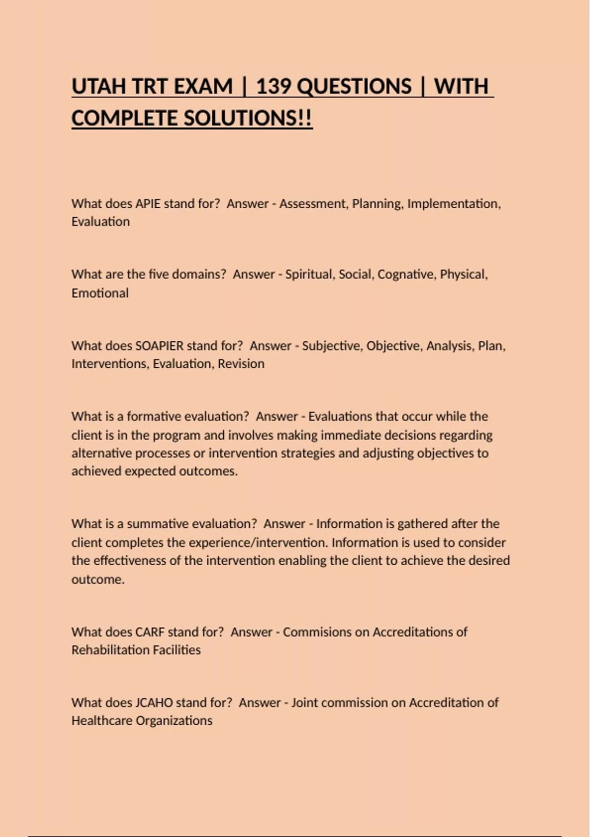 UTAH TRT EXAM | 139 QUESTIONS | WITH COMPLETE SOLUTIONS!! - UTAH TRT ...