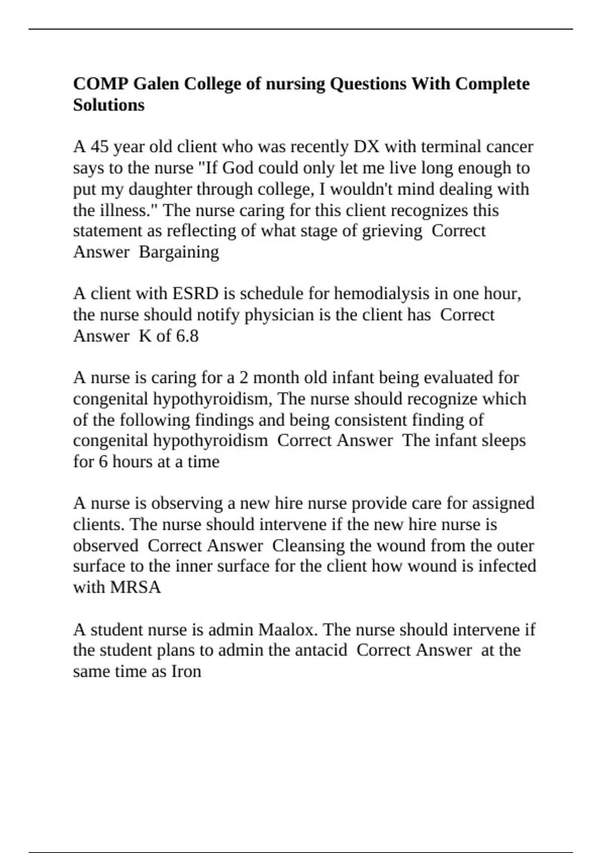 COMP Galen College of nursing Questions With Complete Solutions - COMP ...