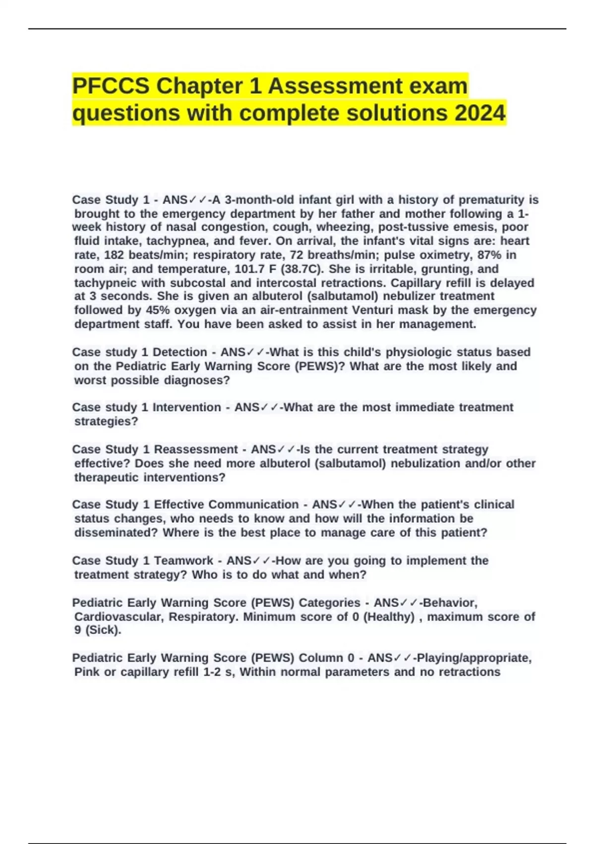 PFCCS Chapter 1 Assessment exam questions with complete solutions 2024 ...