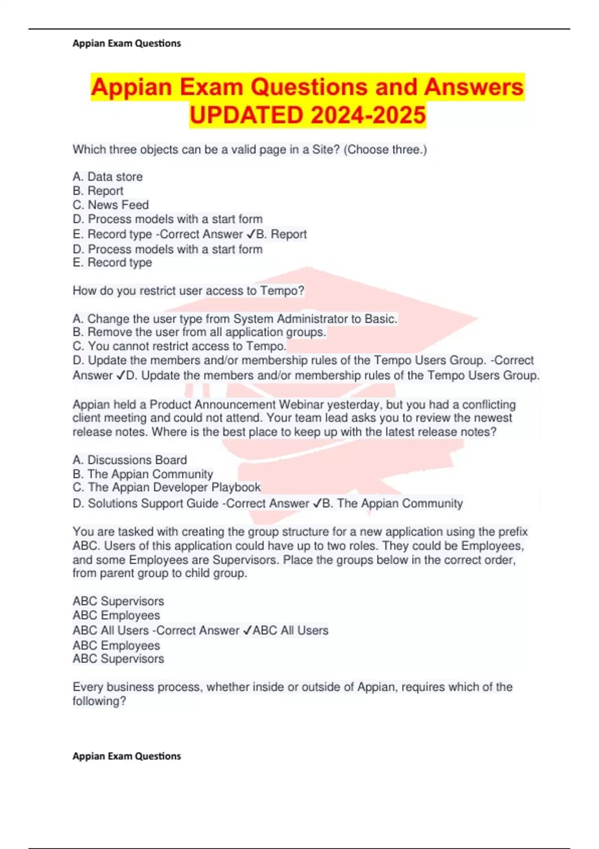 Appian Exam Questions and Answers UPDATED - Appian . - Stuvia US