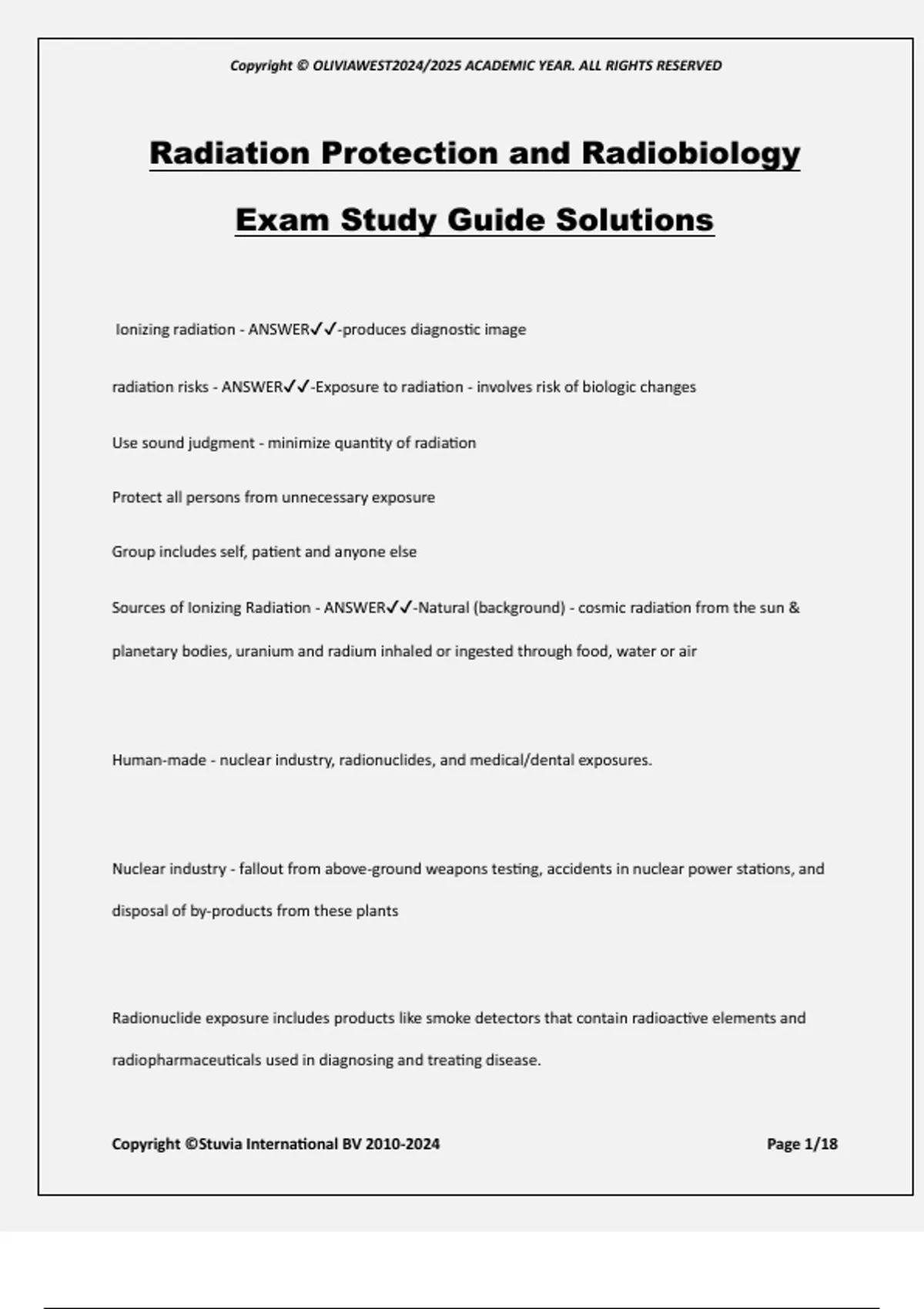 Radiation Protection and Radiobiology Exam Study Guide Solutions - Prep ...