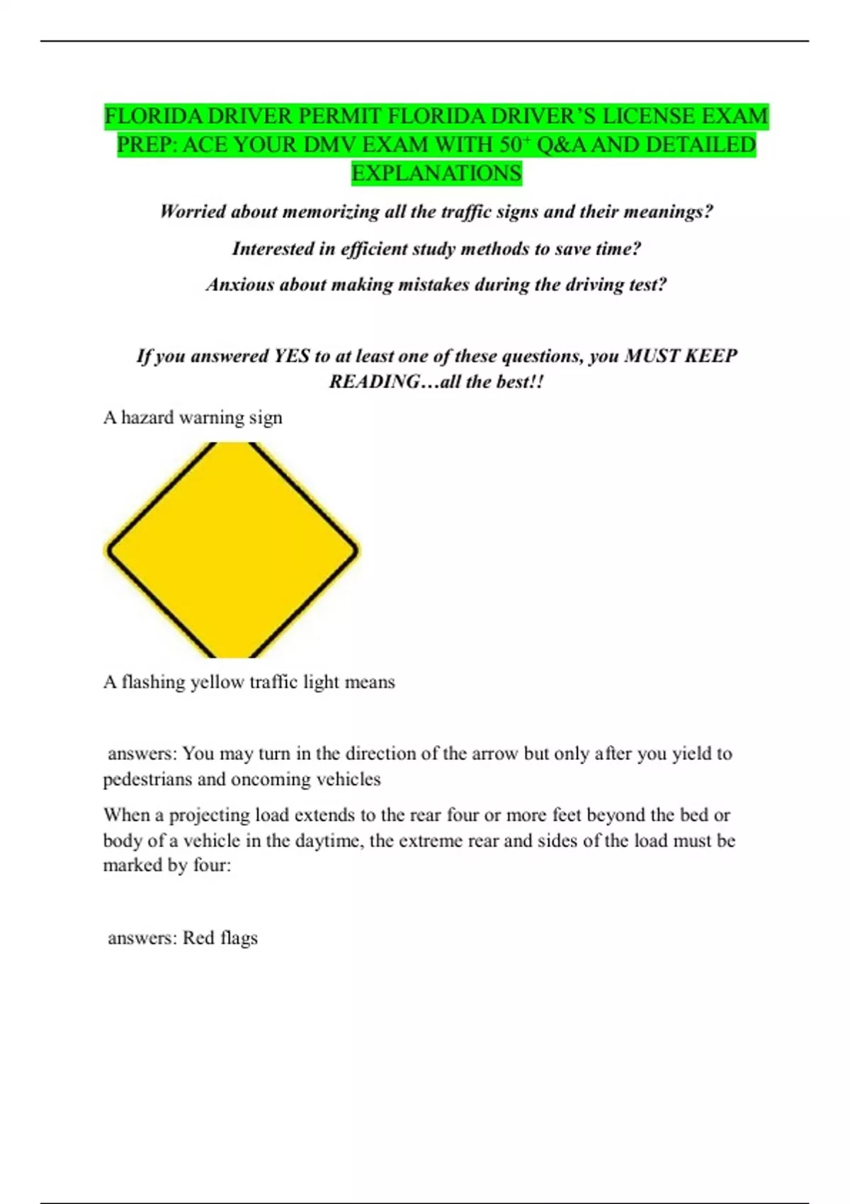 FLORIDA DRIVER PERMIT FLORIDA DRIVER’S LICENSE EXAM PREP: ACE YOUR DMV ...