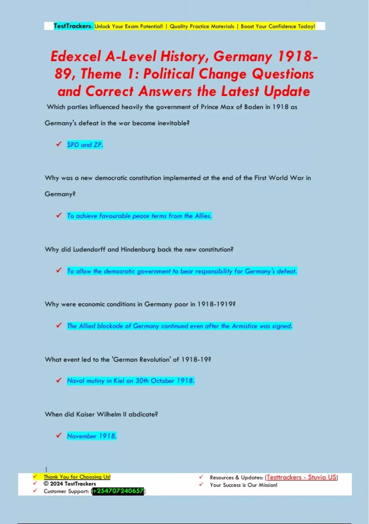 Edexcel A-Level History, Germany 1918- 89, Theme 1: Political Change ...
