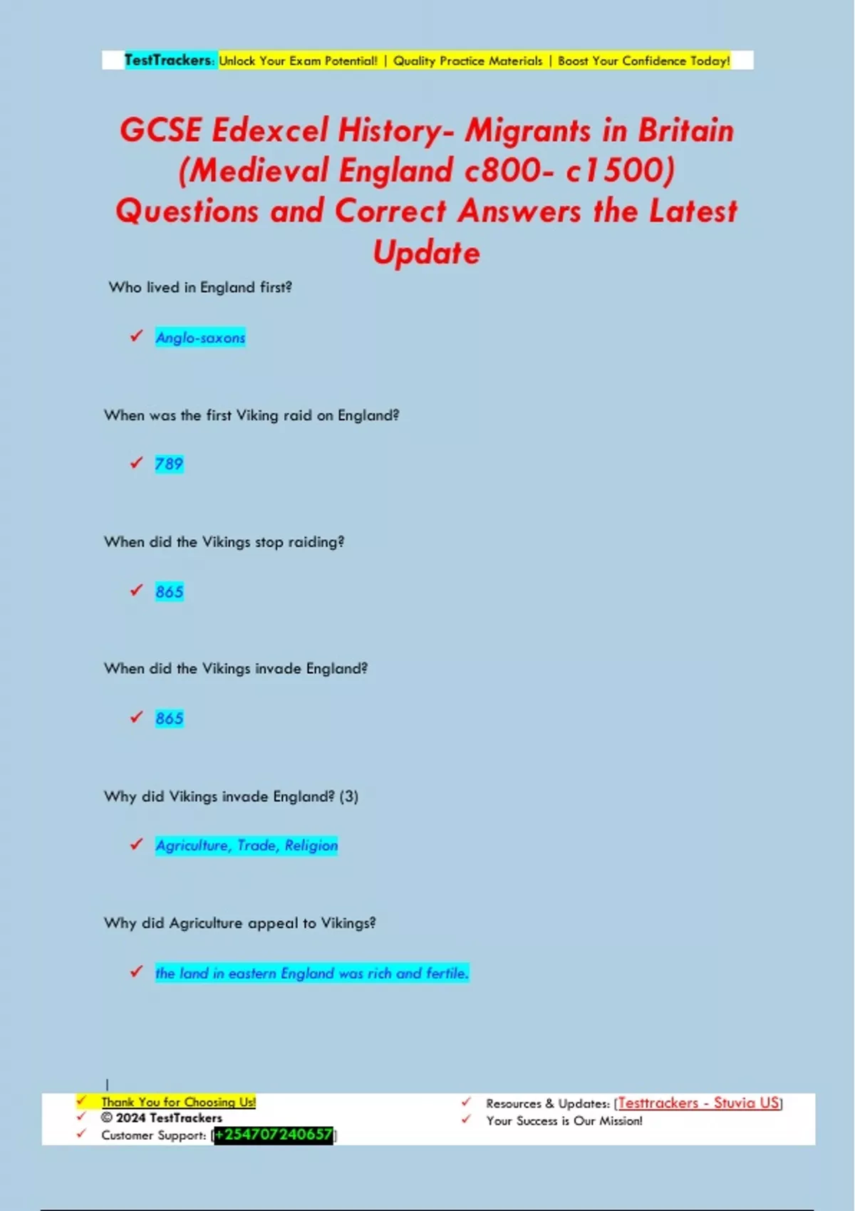 GCSE Edexcel History- Migrants in Britain (Medieval England c800- c1500 ...