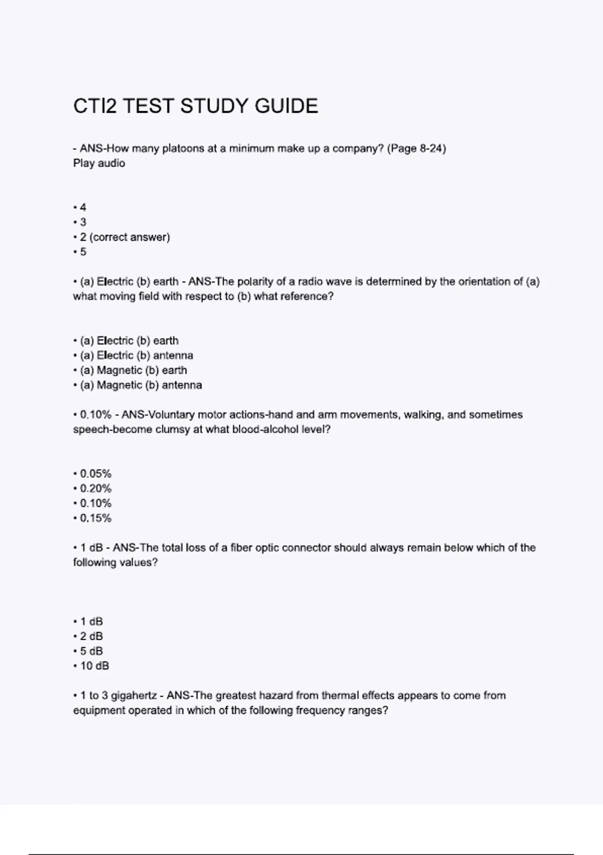 CTI2 TEST STUDY GUIDE exam questions with correct answers with complete ...