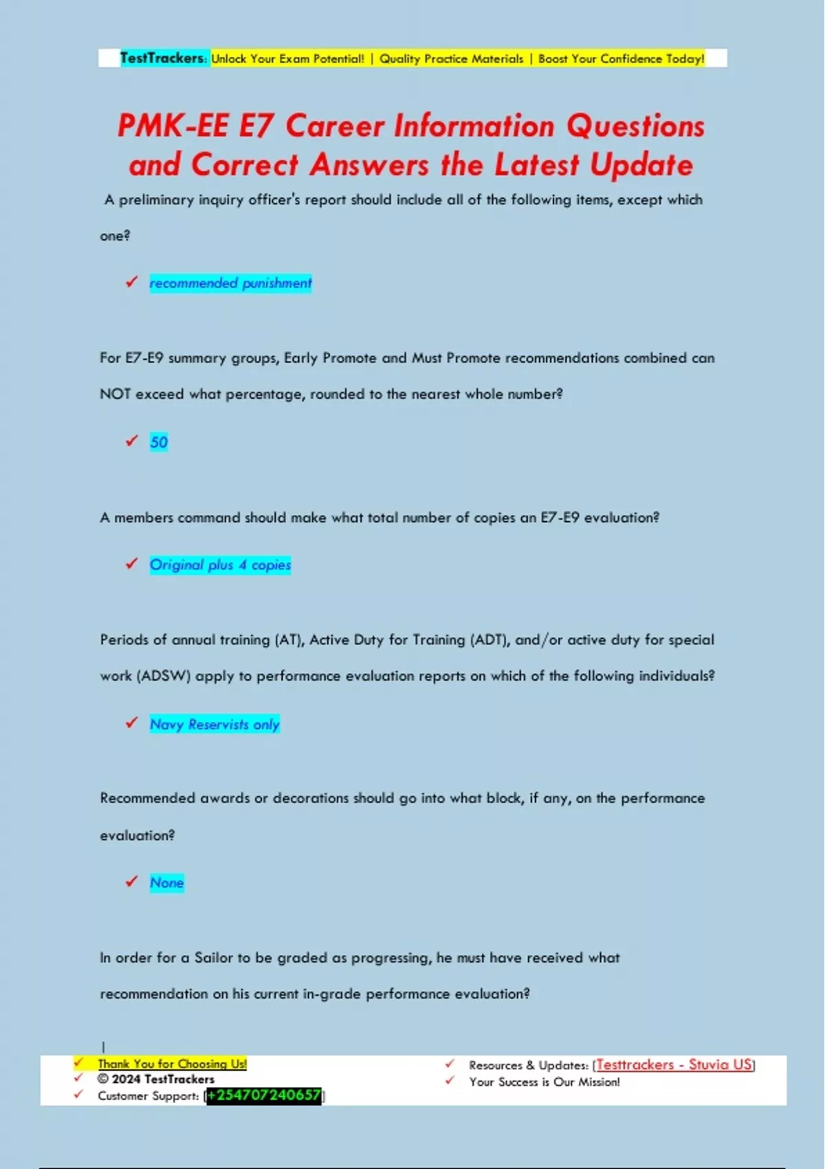 PMK-EE E7 Career Information Questions and Correct Answers the Latest ...