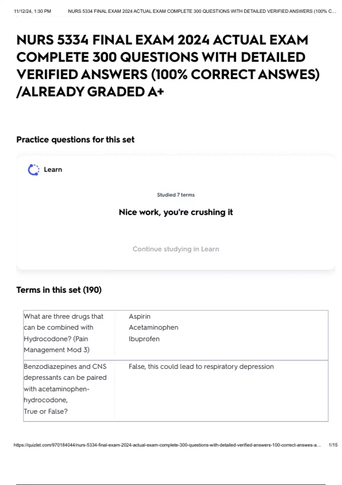 NURS 5334 FINAL EXAM 2024 ACTUAL EXAM COMPLETE 300 QUESTIONS WITH DETAILED VERIFIED ANSWERS (100 ...