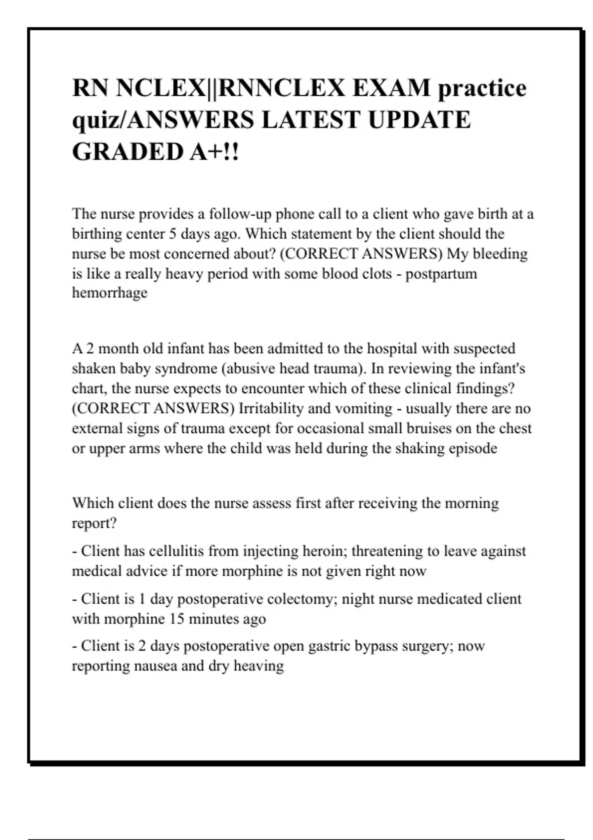 NCLEX RN||NCLEX RN EXAM QUESTION/ANSWERS WELL DEFINED (LATEST UPDATE ...