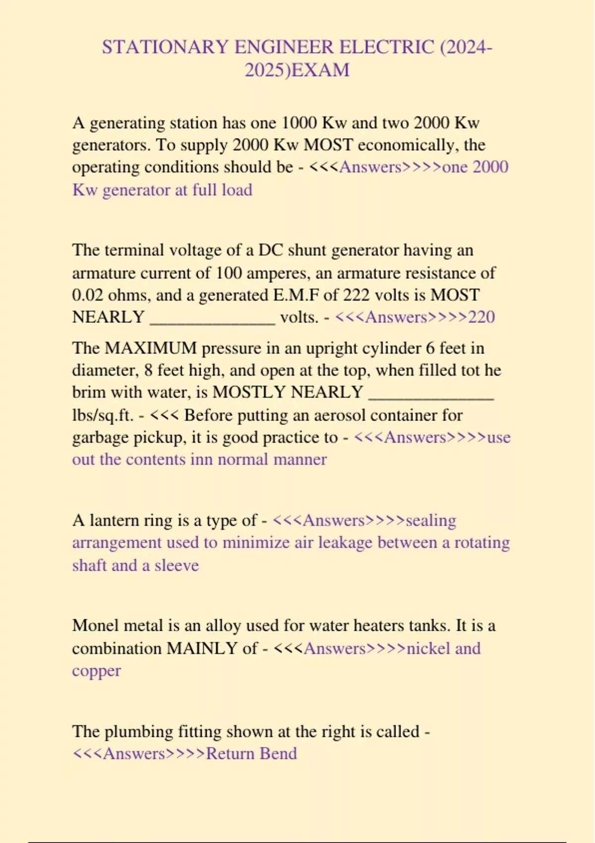 STATIONARY ENGINEER ELECTRIC ()EXAM - STATIONARY ENGINEER ELECTRIC ...