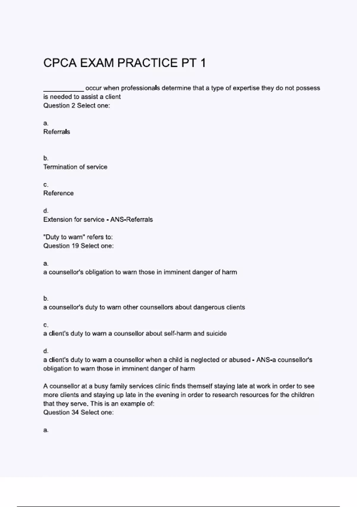 CPCA EXAM PRACTICE PT 1 exam questions with correct answers with complete A+solution 2024/2025 ...