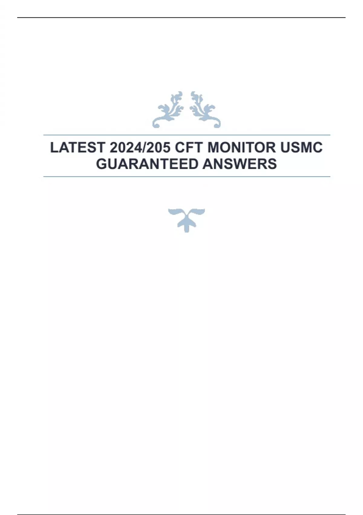 ISSA QUIZ 8 2024/2025 LATEST VERSION - CFT MONITOR USMC - Stuvia US