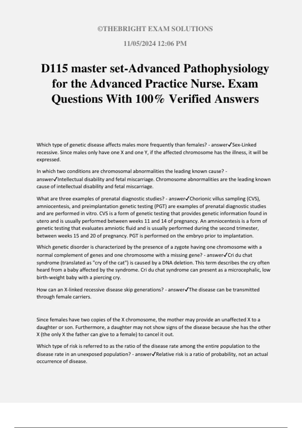 D115 master set-Advanced Pathophysiology for the Advanced Practice ...