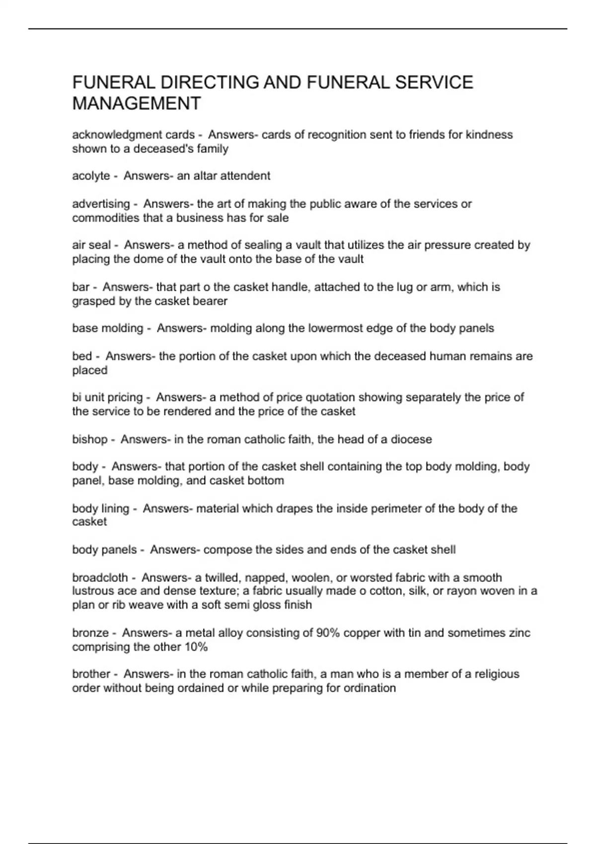 FUNERAL DIRECTING AND FUNERAL SERVICE MANAGEMENT - FUNERAL DIRECTING ...