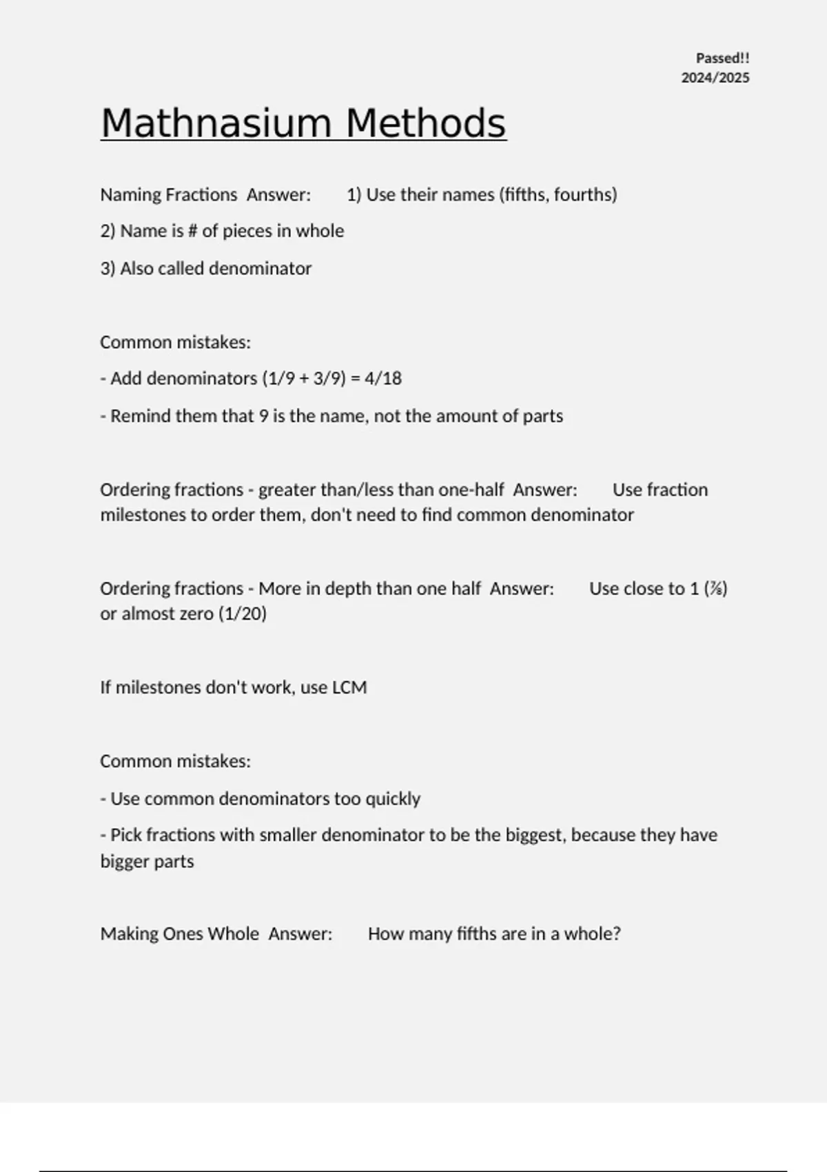 Mathnasium Methods 2024/2025 Solution verified - Mathnasium - Stuvia US