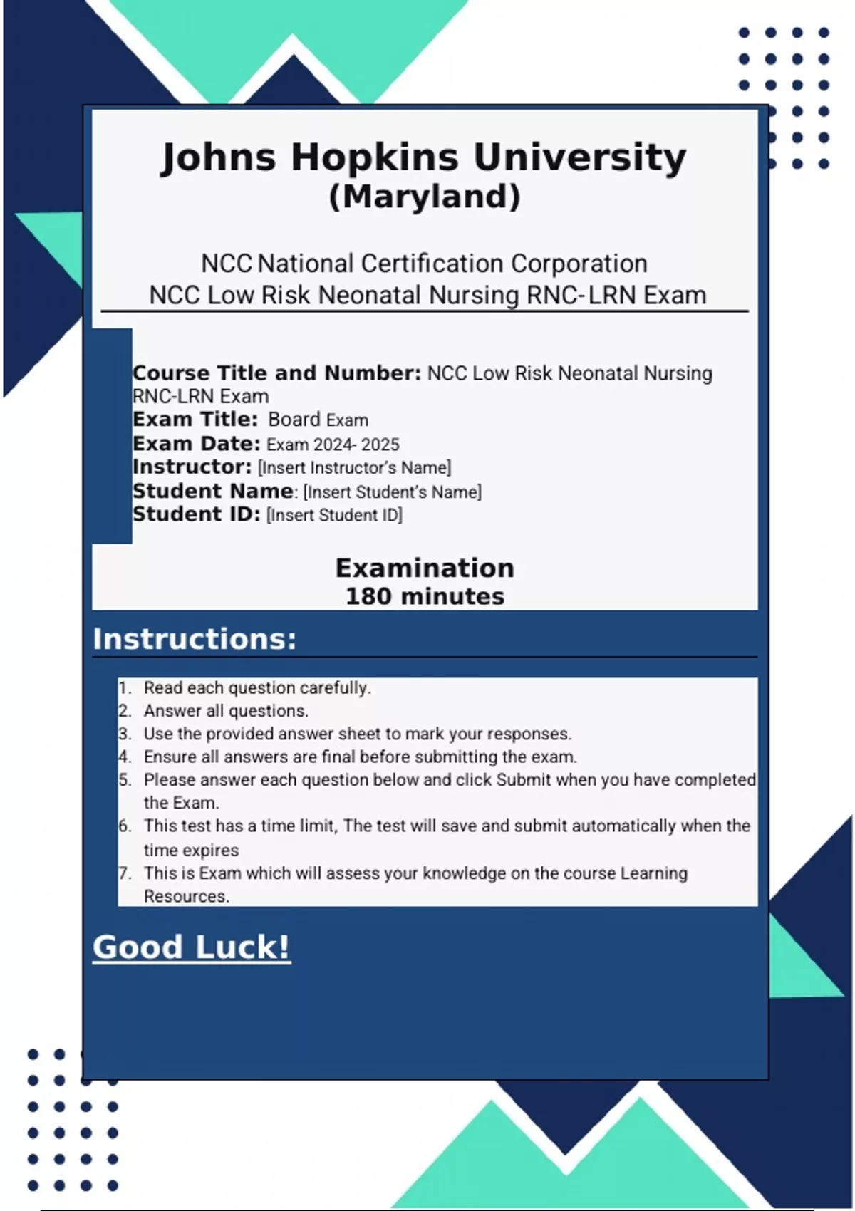 NCC National Certification Corporation NCC Low Risk Neonatal Nursing ...