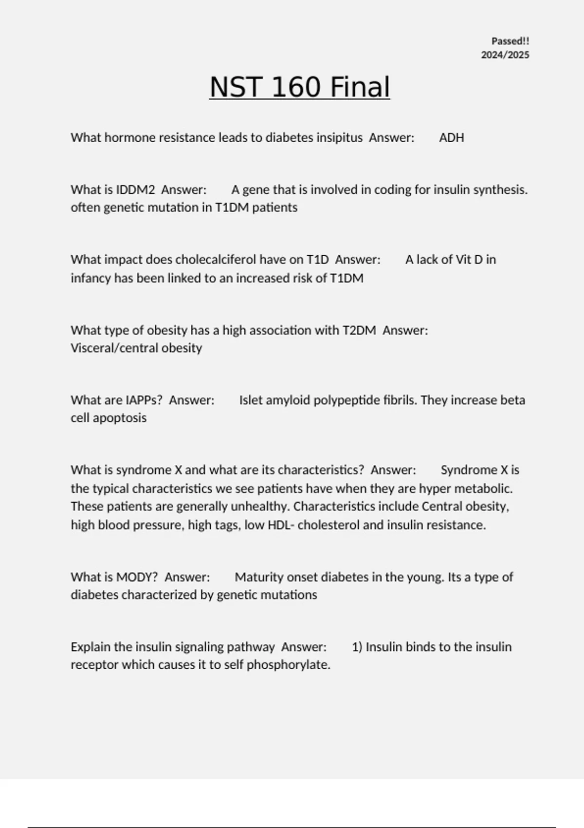 NST 160 Final 2024/2025 verified Solution - NST 160 - Stuvia US