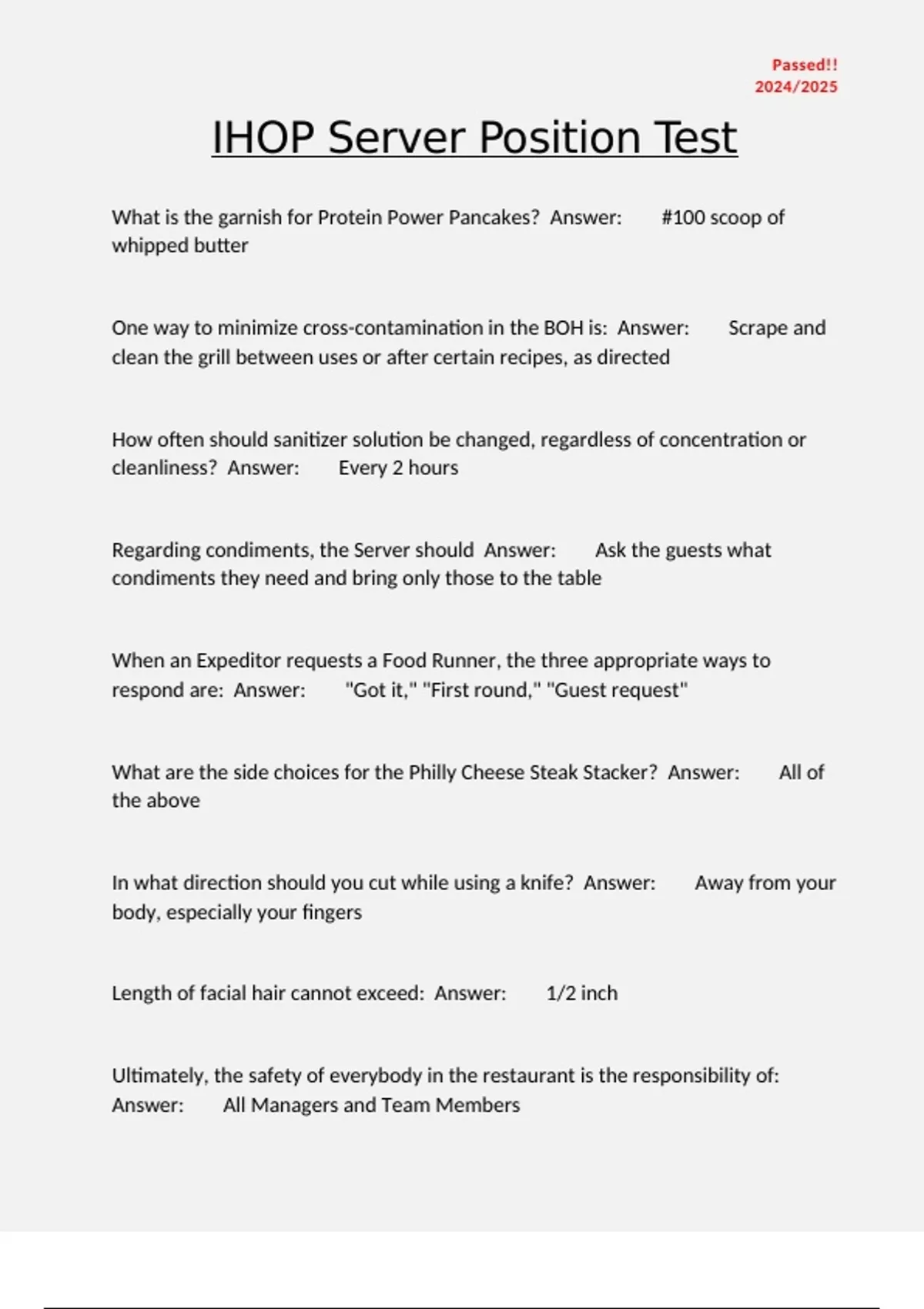 IHOP Server Position Test 2024/2025 With complete solutions latest ...